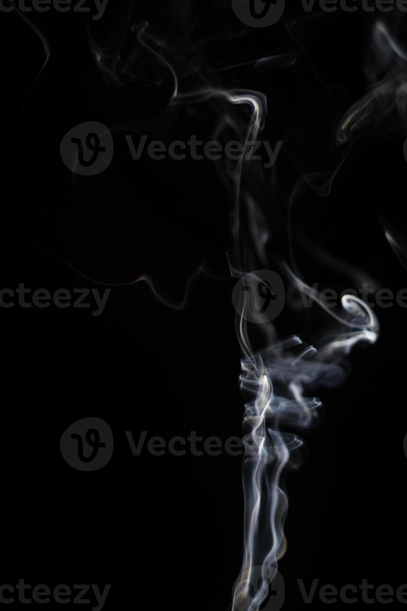 White smoke on black background for layer overlay effect. A realistic ...