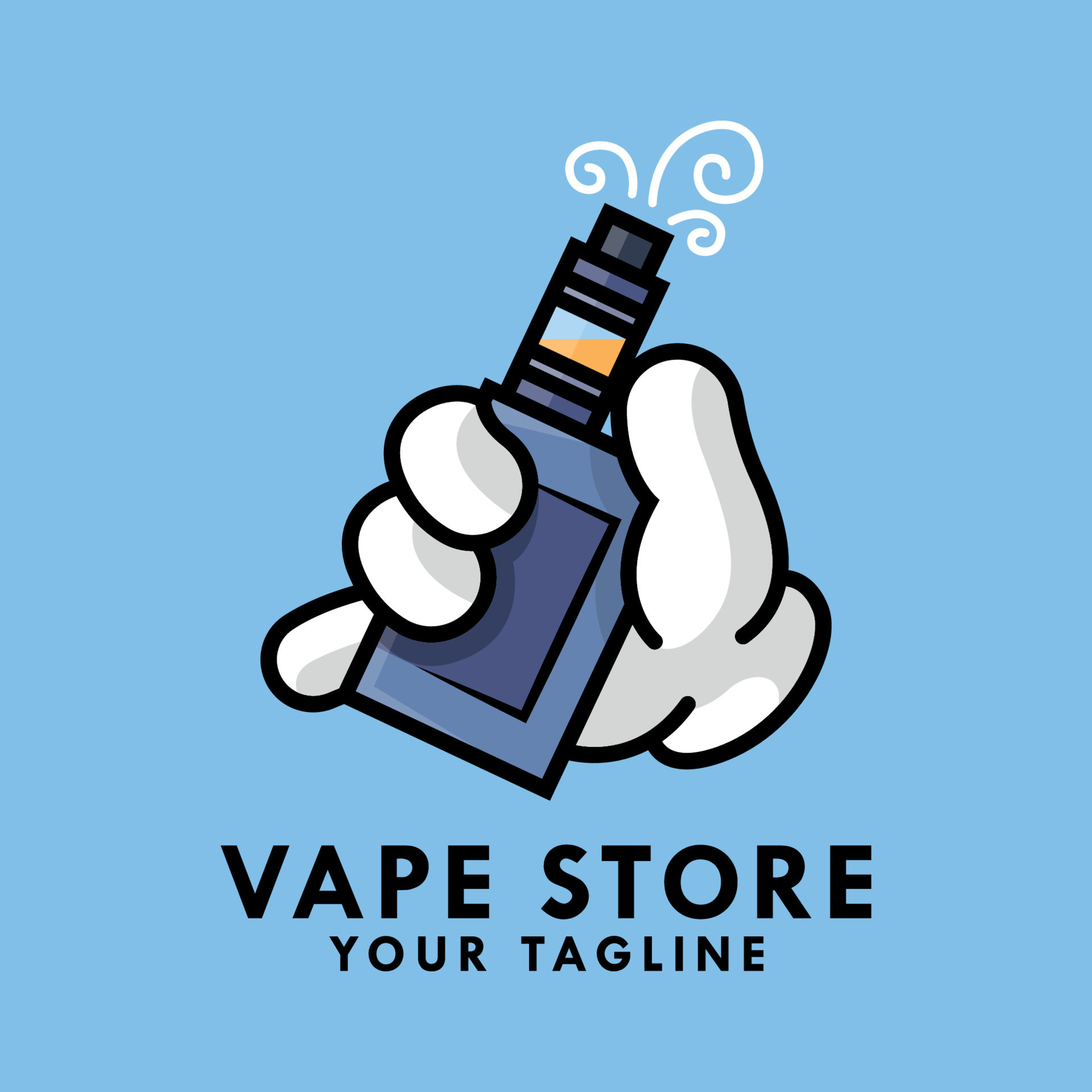 La Mano Sostiene El Diseño Del Logotipo De Dibujos Animados Mod Vape