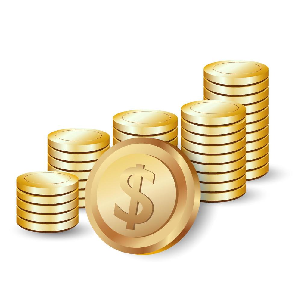 Gold Dollar Coins In Vector Showing Growth 12620628 Vector Art At Vecteezy