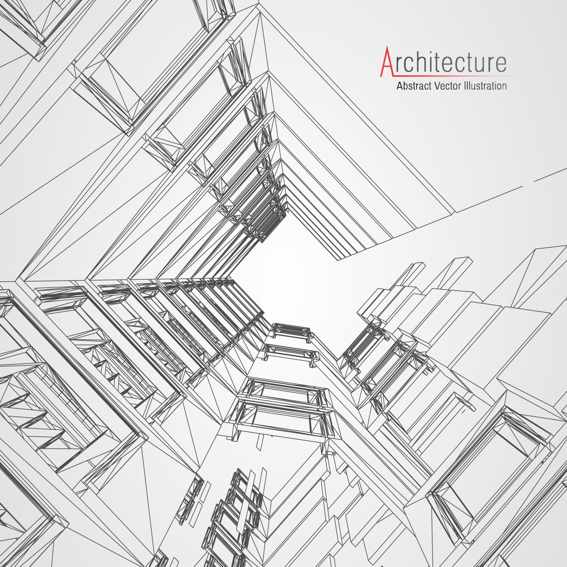 Architecture Line Background Building Construction Sketch Vector Abstract Modern City 3d
