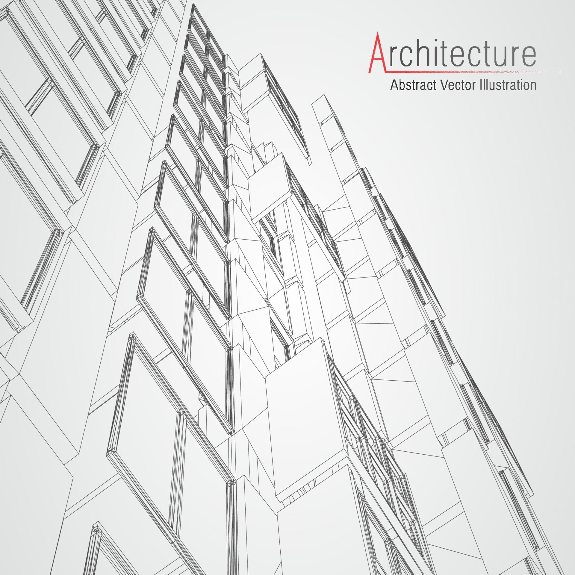 Architecture Line Background Building Construction Sketch Vector Abstract Modern City 3d