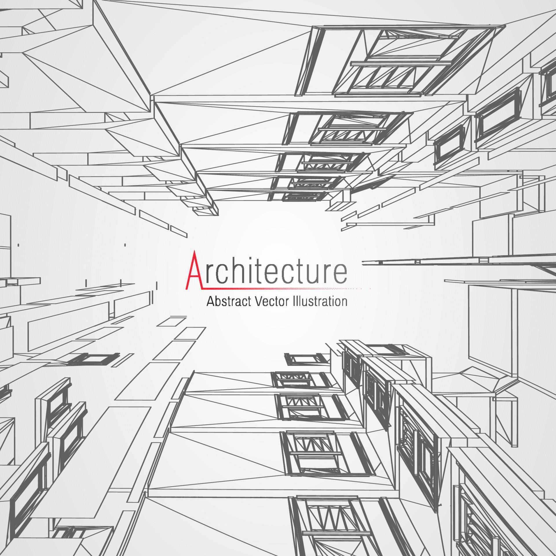Architecture Line Background Building Construction Sketch Vector Abstract Modern City 3d