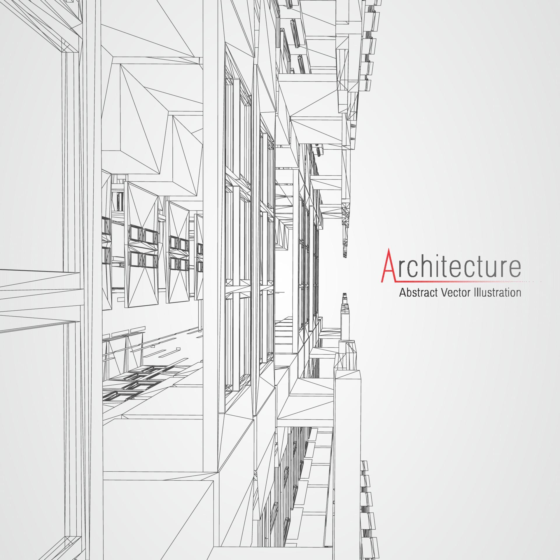 Architecture Line Background Building Construction Sketch Vector Abstract Modern City 3d