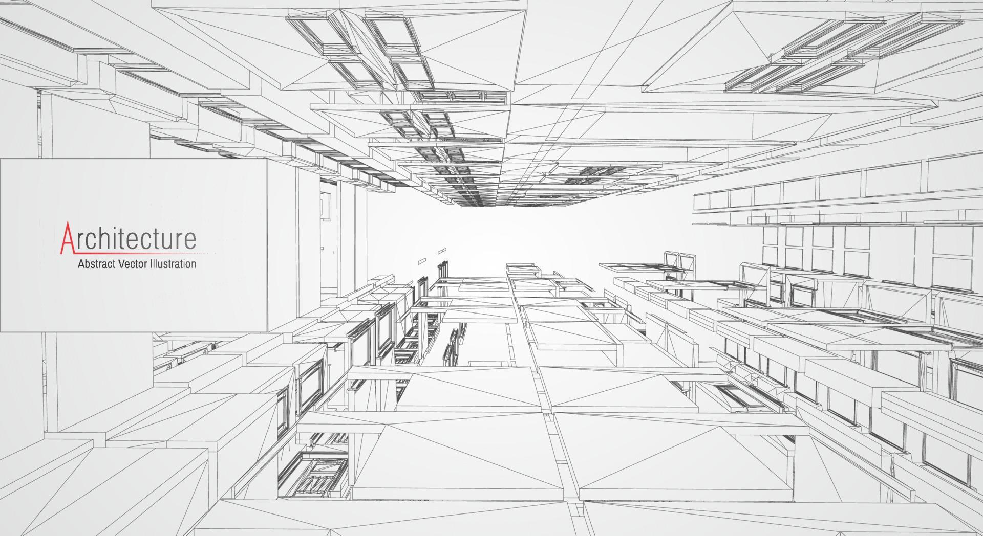 Modern architecture wireframe. Concept of urban wireframe. Wireframe ...