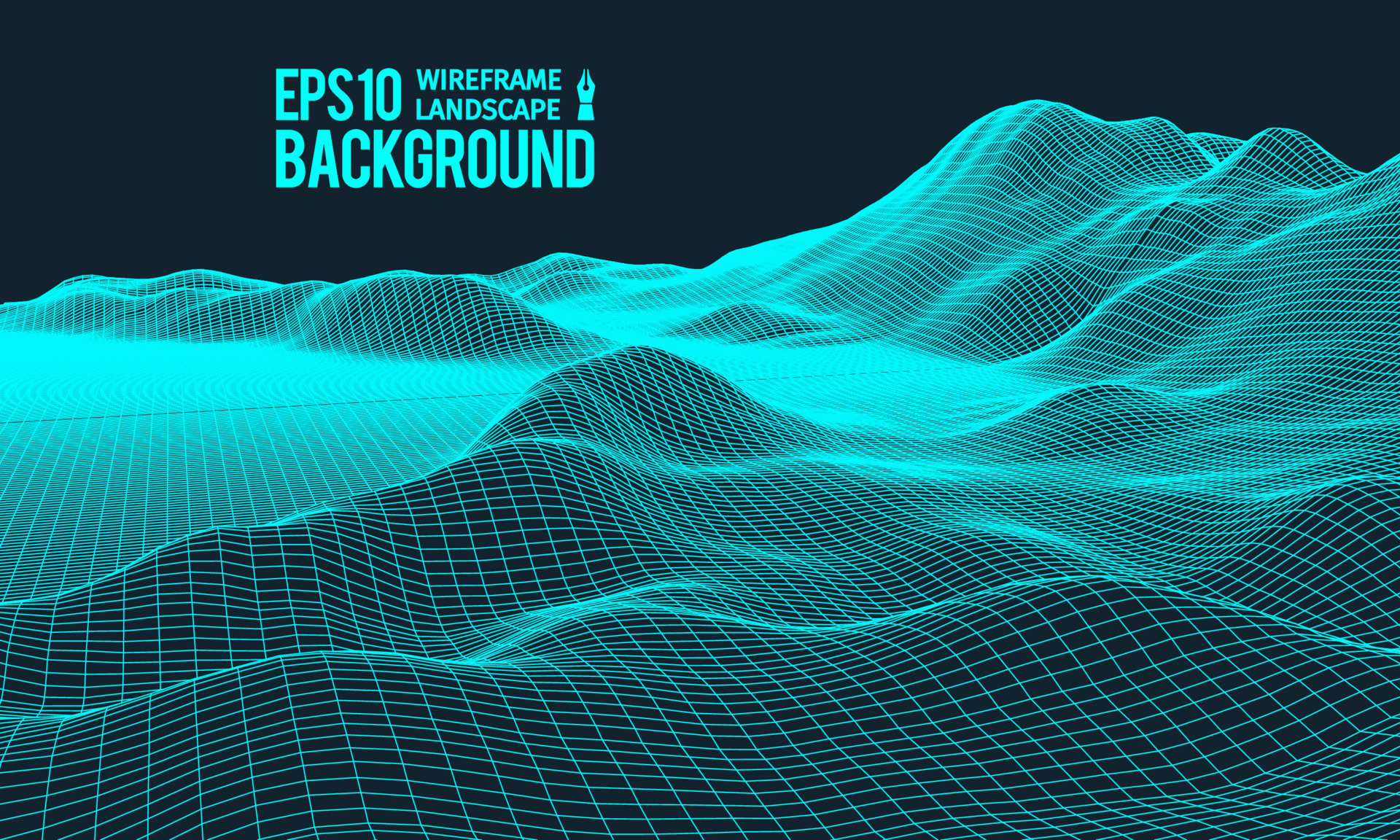 3D Wireframe Terrain Wide Angle EPS10 Vector 12621087 Vector Art at ...