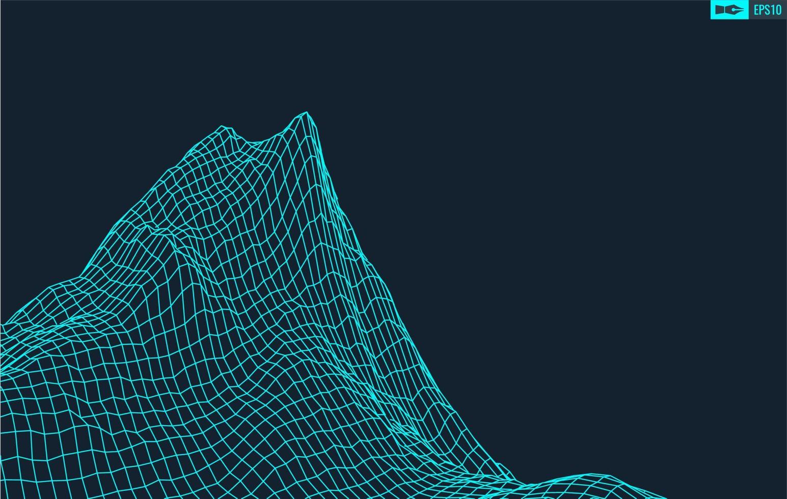 3D Wireframe Terrain Wide Angle EPS10 Vector 12621206 Vector Art at ...