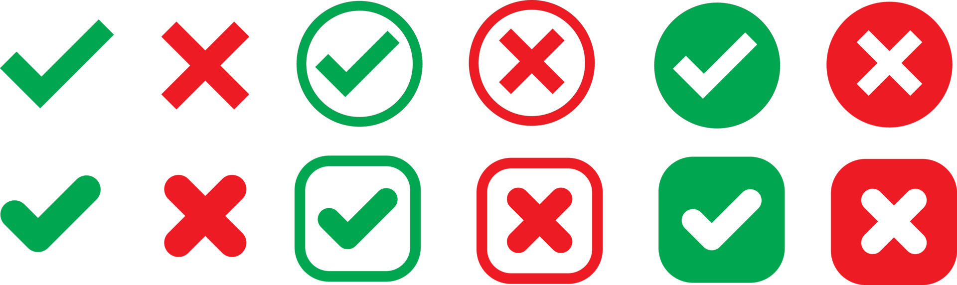 Green Check Mark Icon Red X