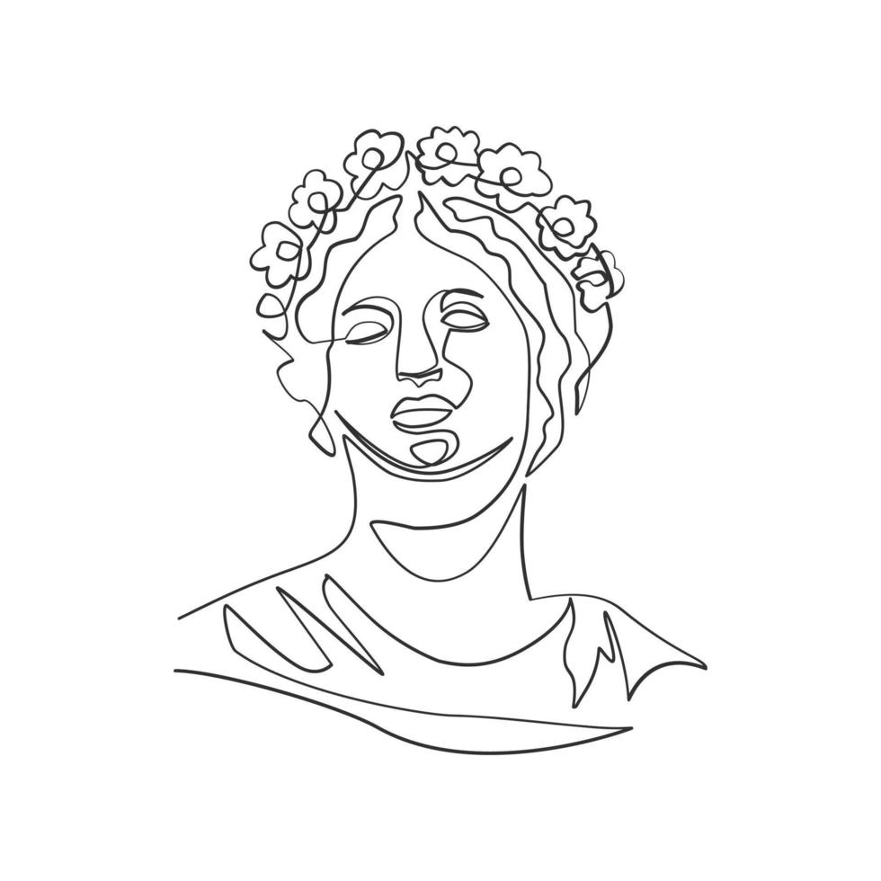 Vector Illustration Of Ancient Greek Statue Drawn In Line Art Style