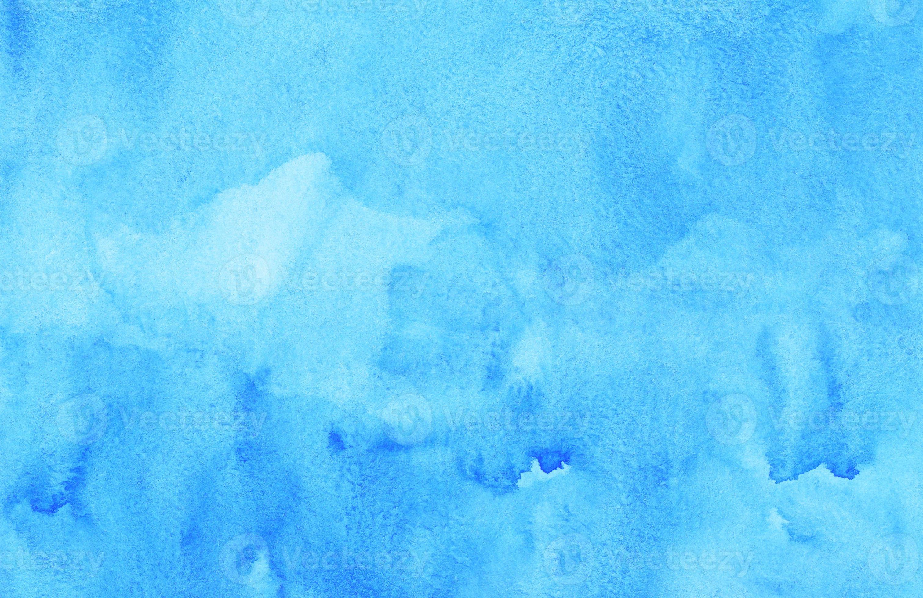 Watercolor watery light blue background painting. Hand painted ...