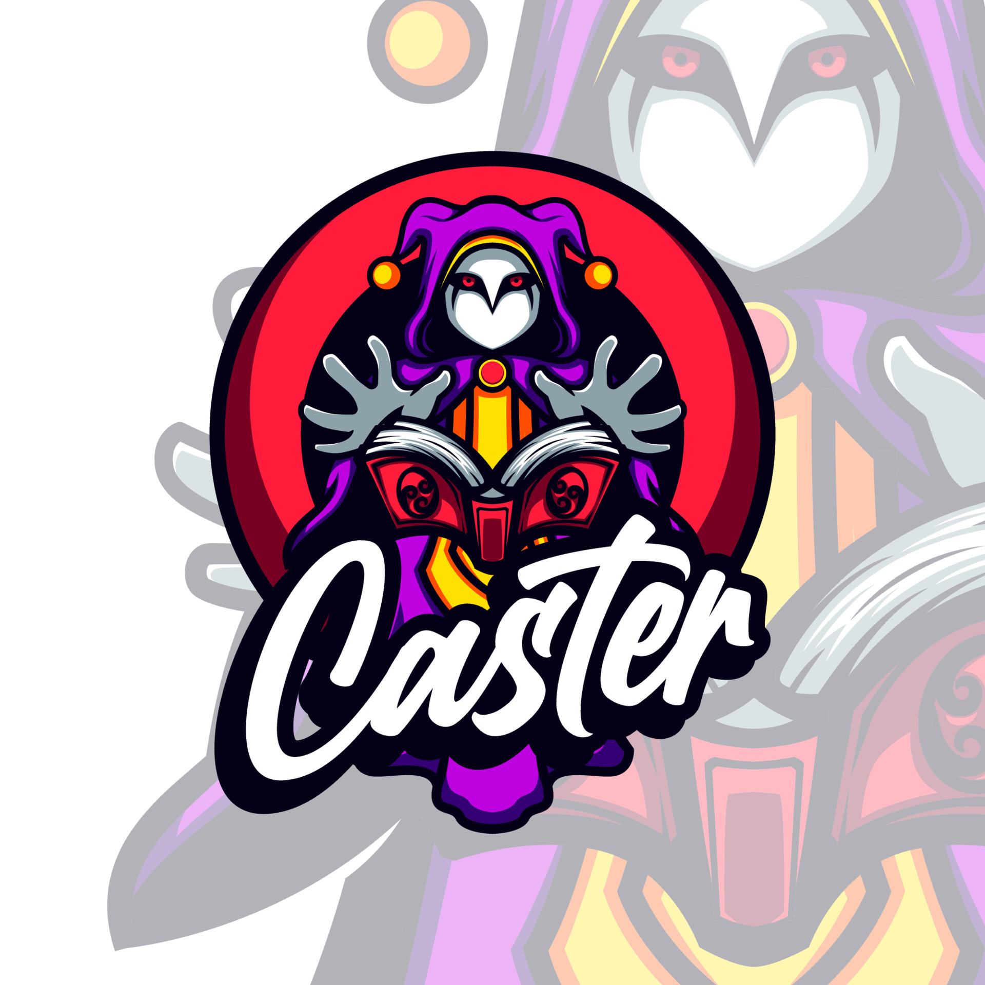 Purple Hooded Spell Caster Witchcraft Vector Mascot 12624752 Vector Art At Vecteezy