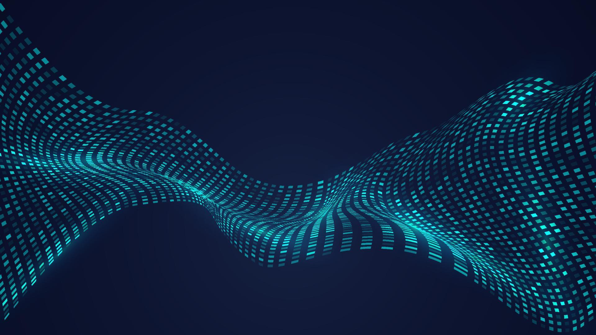 Abstract technology digital futuristic big data concept blue squares pixel pattern elements ...