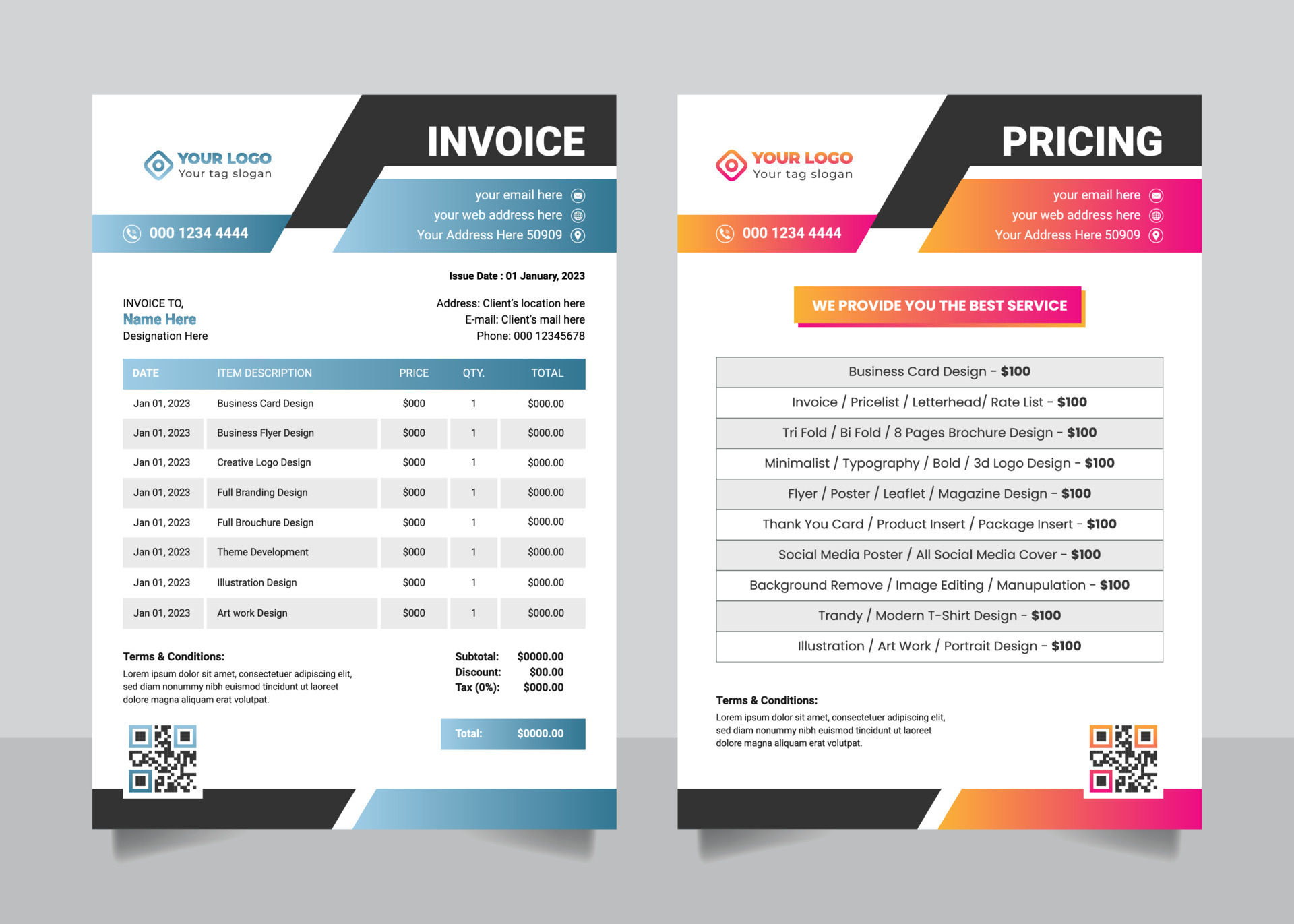 Creative Business Bill Form Invoice Quote Pricelist Letterhead Template creative-business-bill-form-invoice-quote-pricelist-letterhead-template