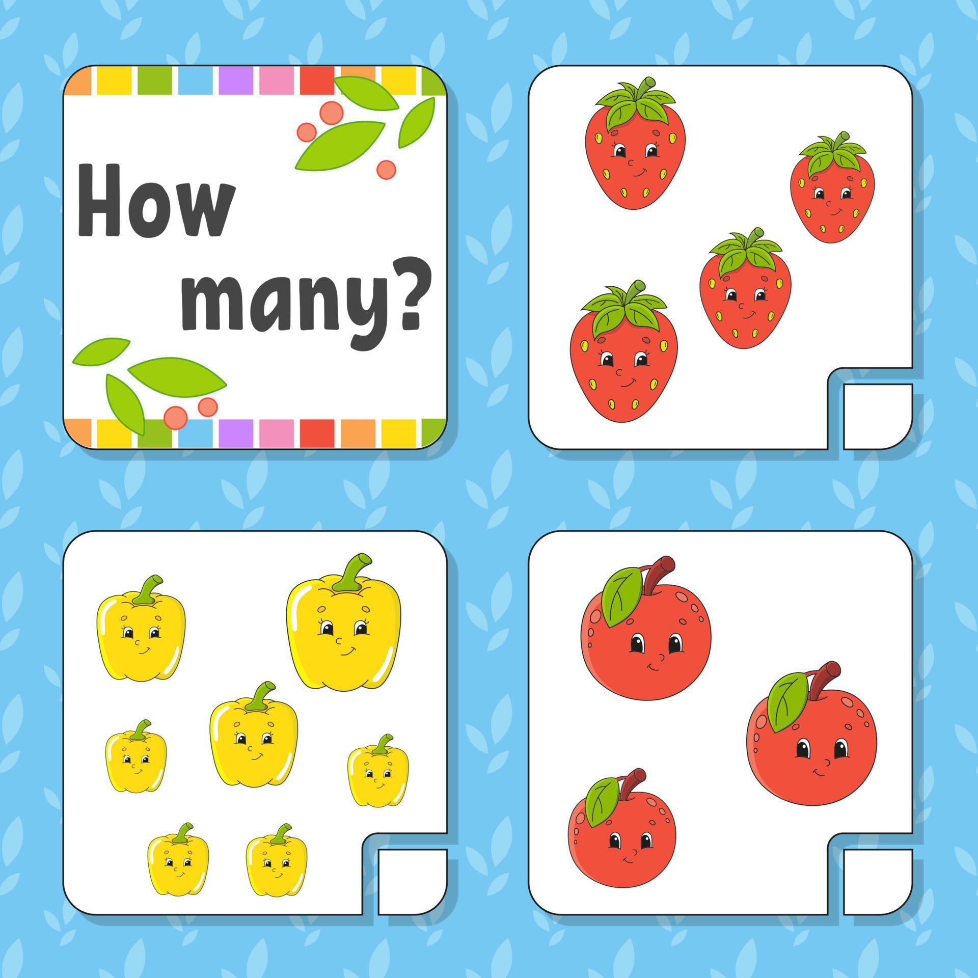 Counting game for children. Happy characters. Learning mathematics. How ...