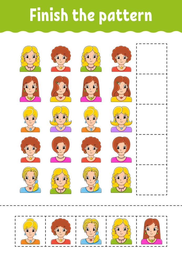 Finish the pattern. Cut and play. Education developing worksheet ...