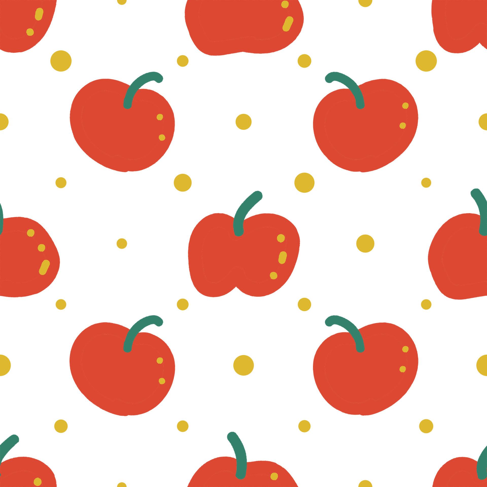 Red Apples Seamless Pattern Illustration Apple Harvest Background