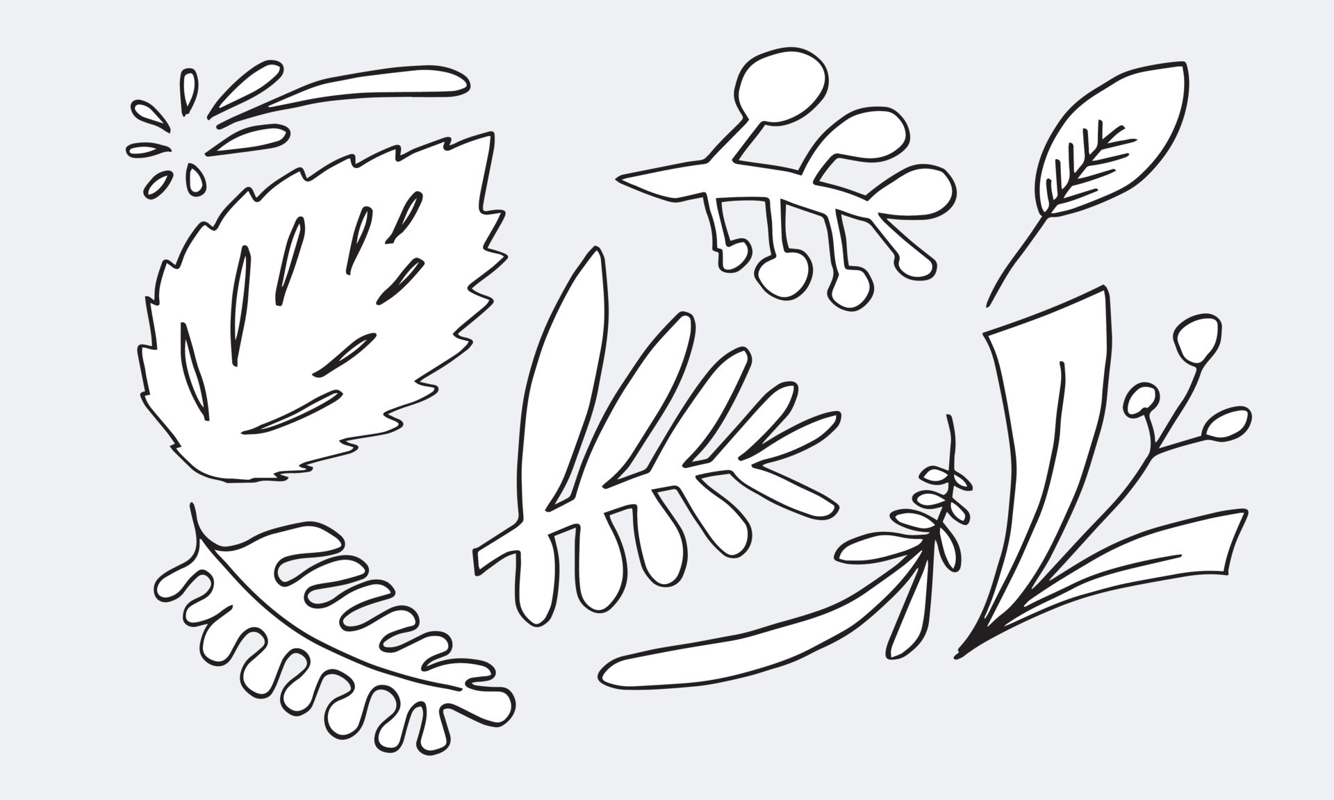 Vector Doodle Leaves Set For Concept Design 12629546 Vector Art At