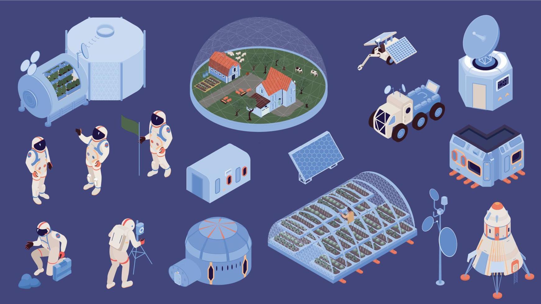 Space Colonization Set 12631904 Vector Art At Vecteezy