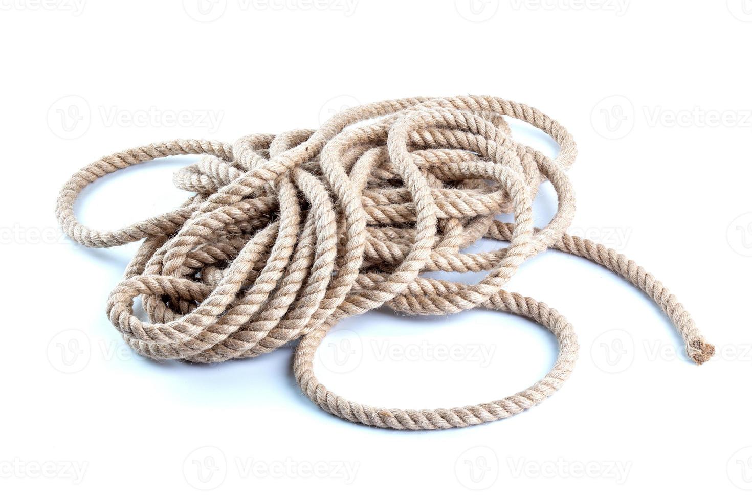 coil of natural Jute Hessian Rope Cord Braided Twisted isolated on ...