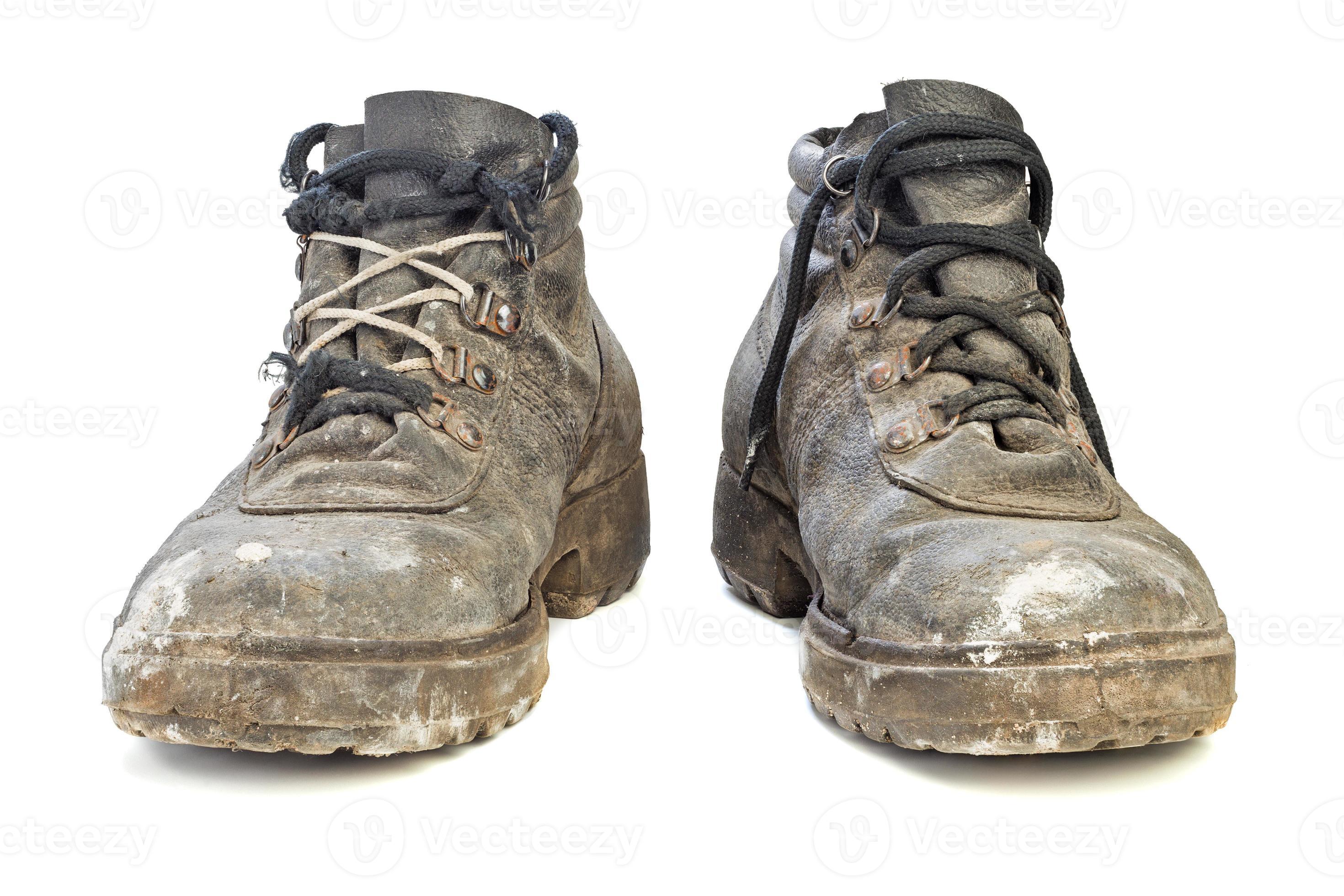worn-out old work boots isolated on white background 12638770 Stock ...