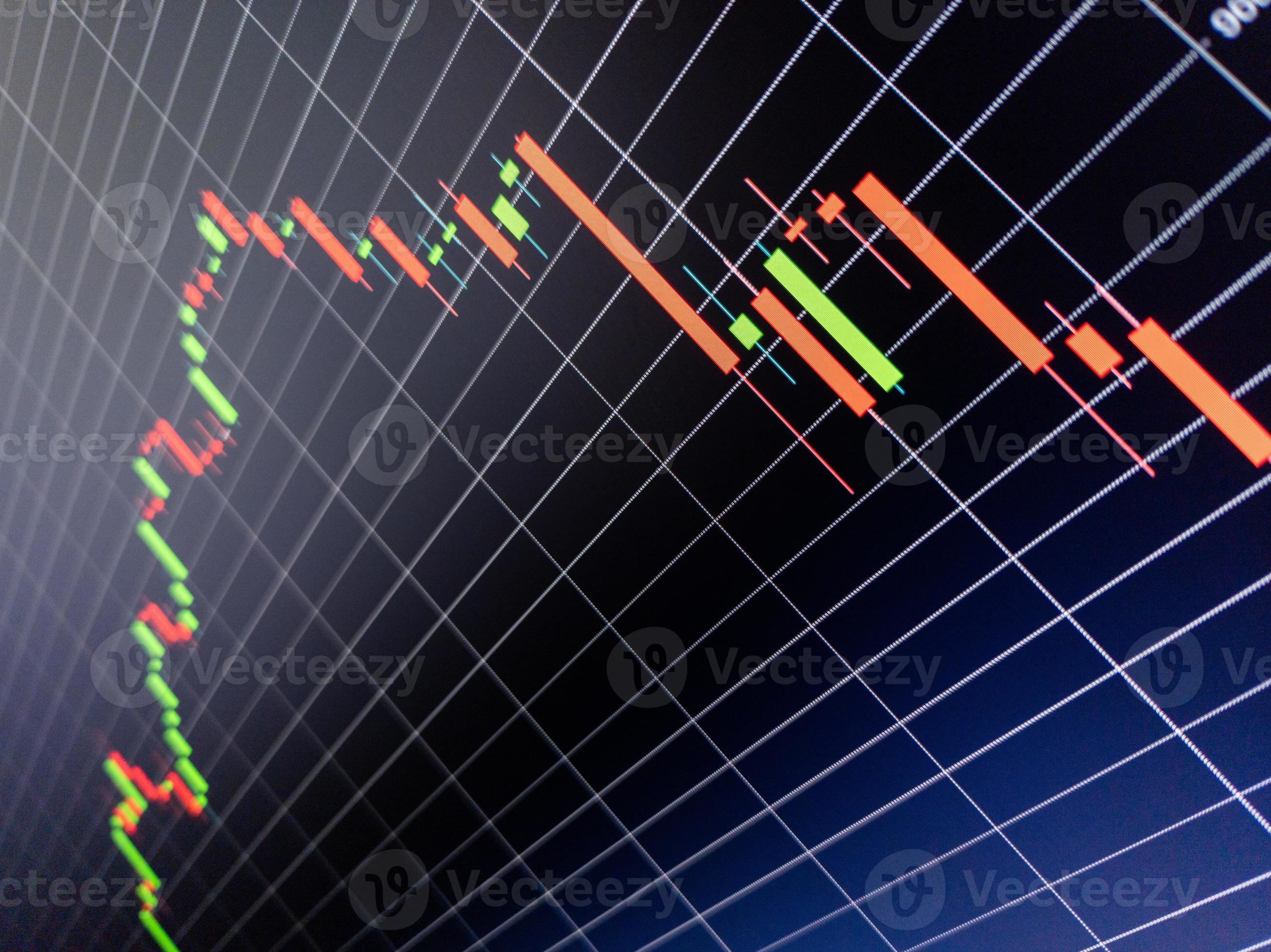 Abstract candlestick chart on dark blue digital screen. Stock market ...