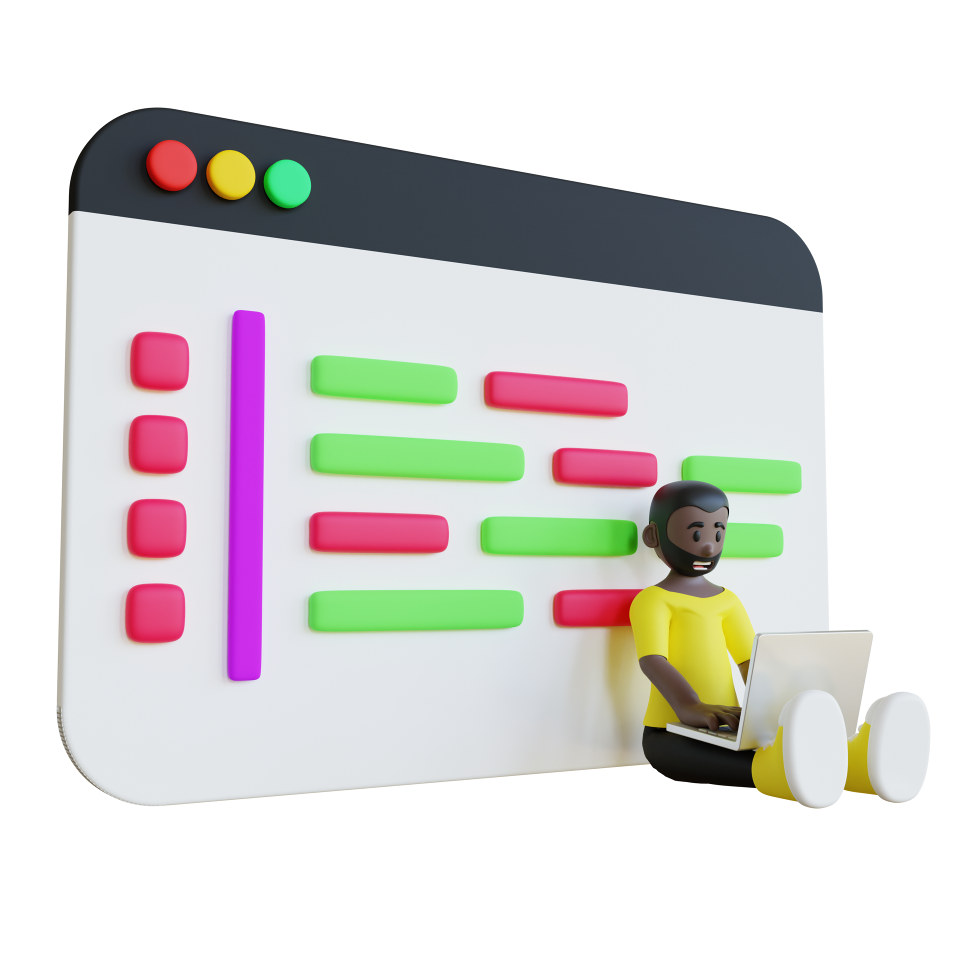 3D Character Illustration of Programmer 12658261 PNG