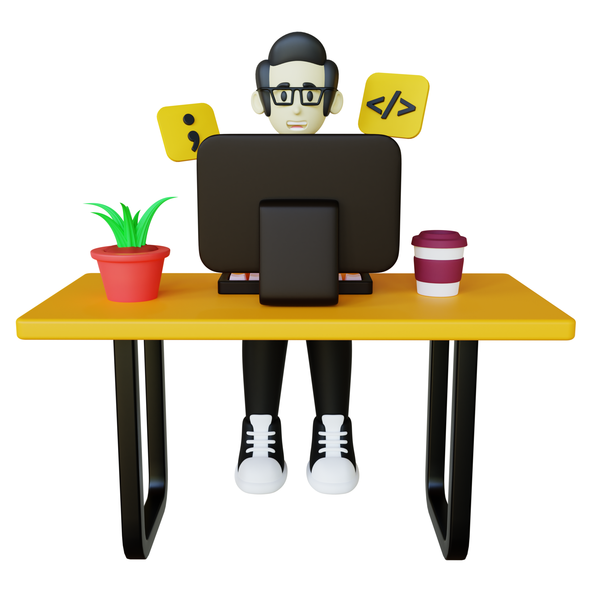3D Illustration of Character Website Developer 12658262 PNG