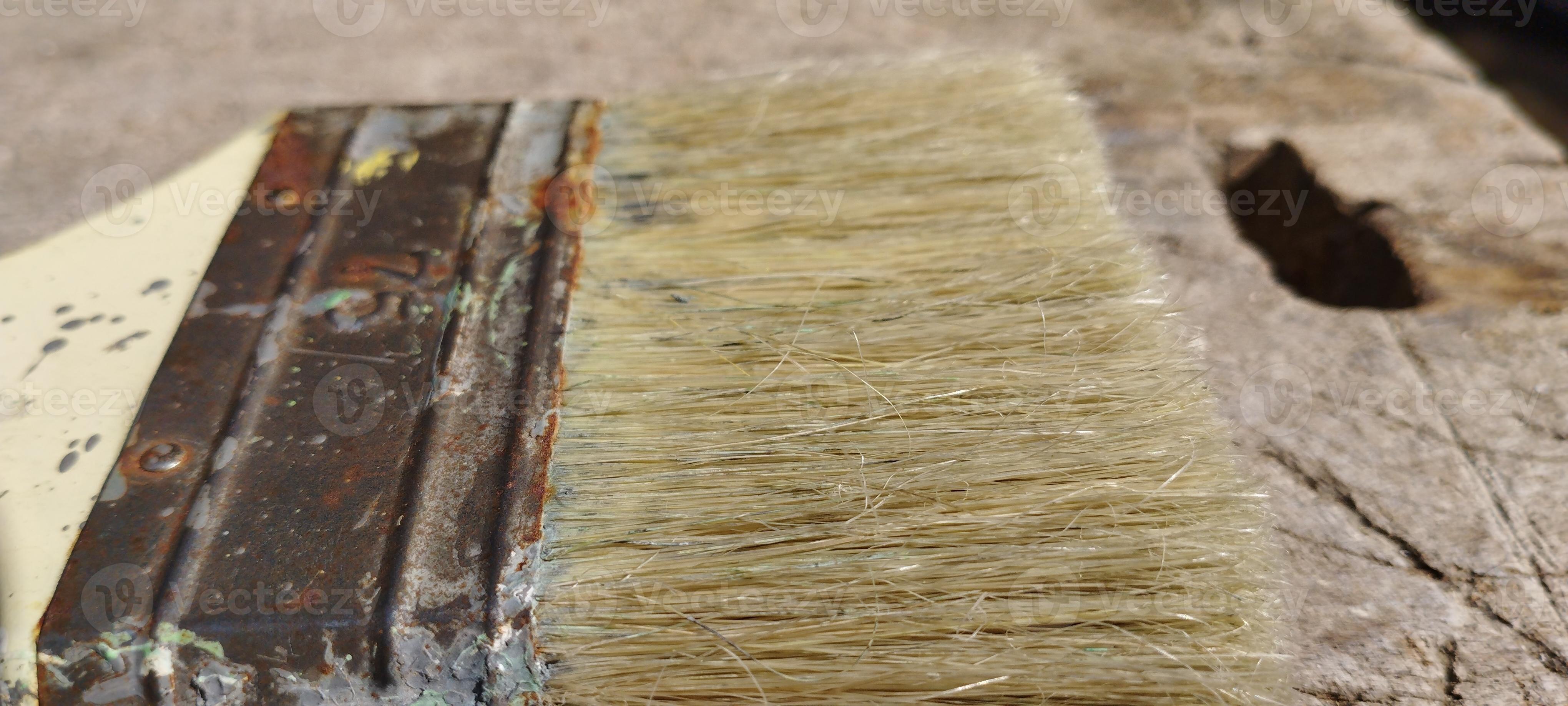 old brush with shabby bristles on long wood 12662164 Stock Photo at ...