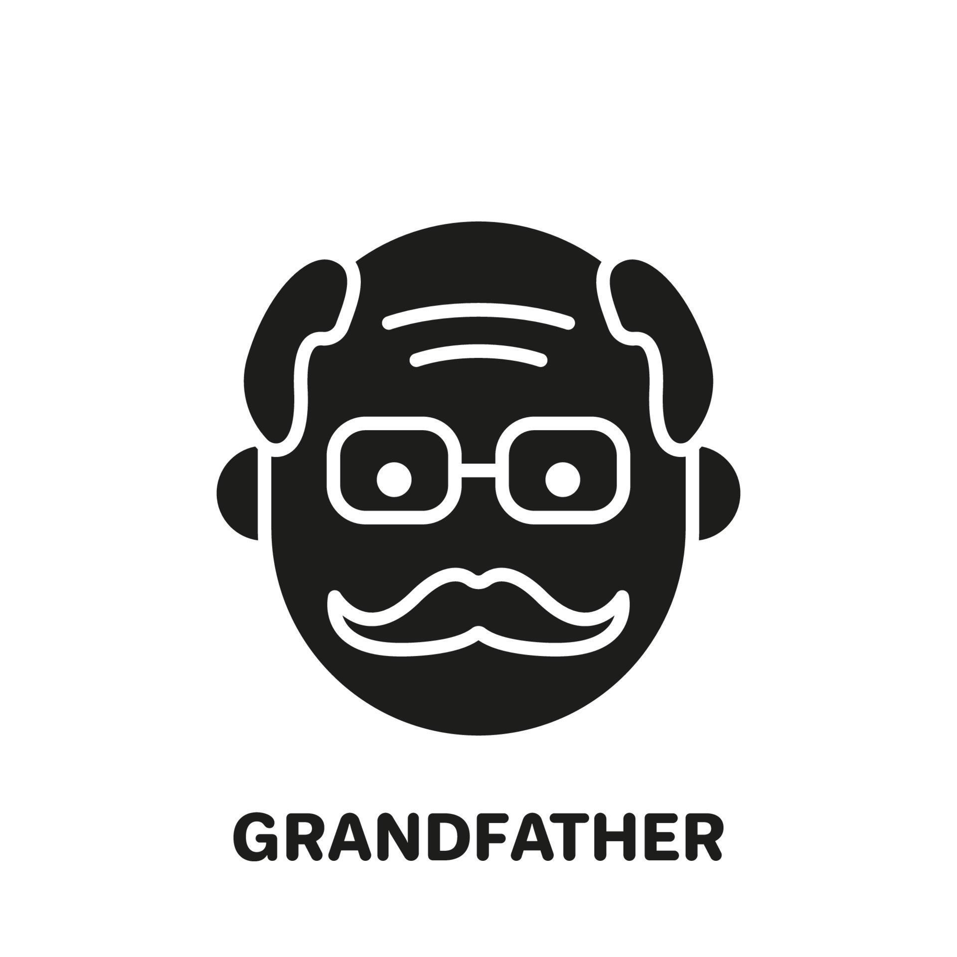 Happy Grandpa Face Silhouette Icon Old Senior Person Pictogram Old Grandfather Icon