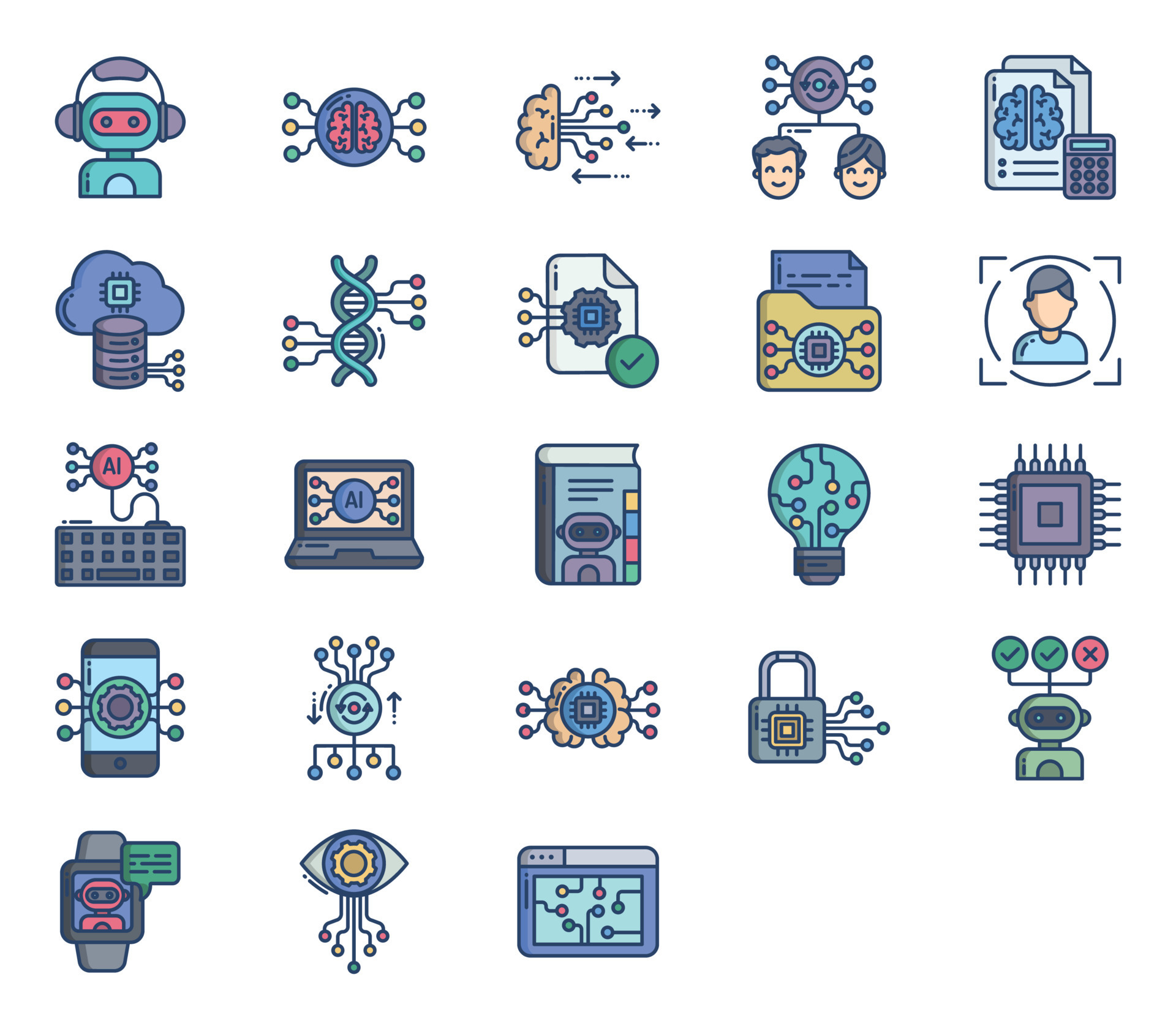 Artificial Intelligence icon set 12664110 Vector Art at Vecteezy