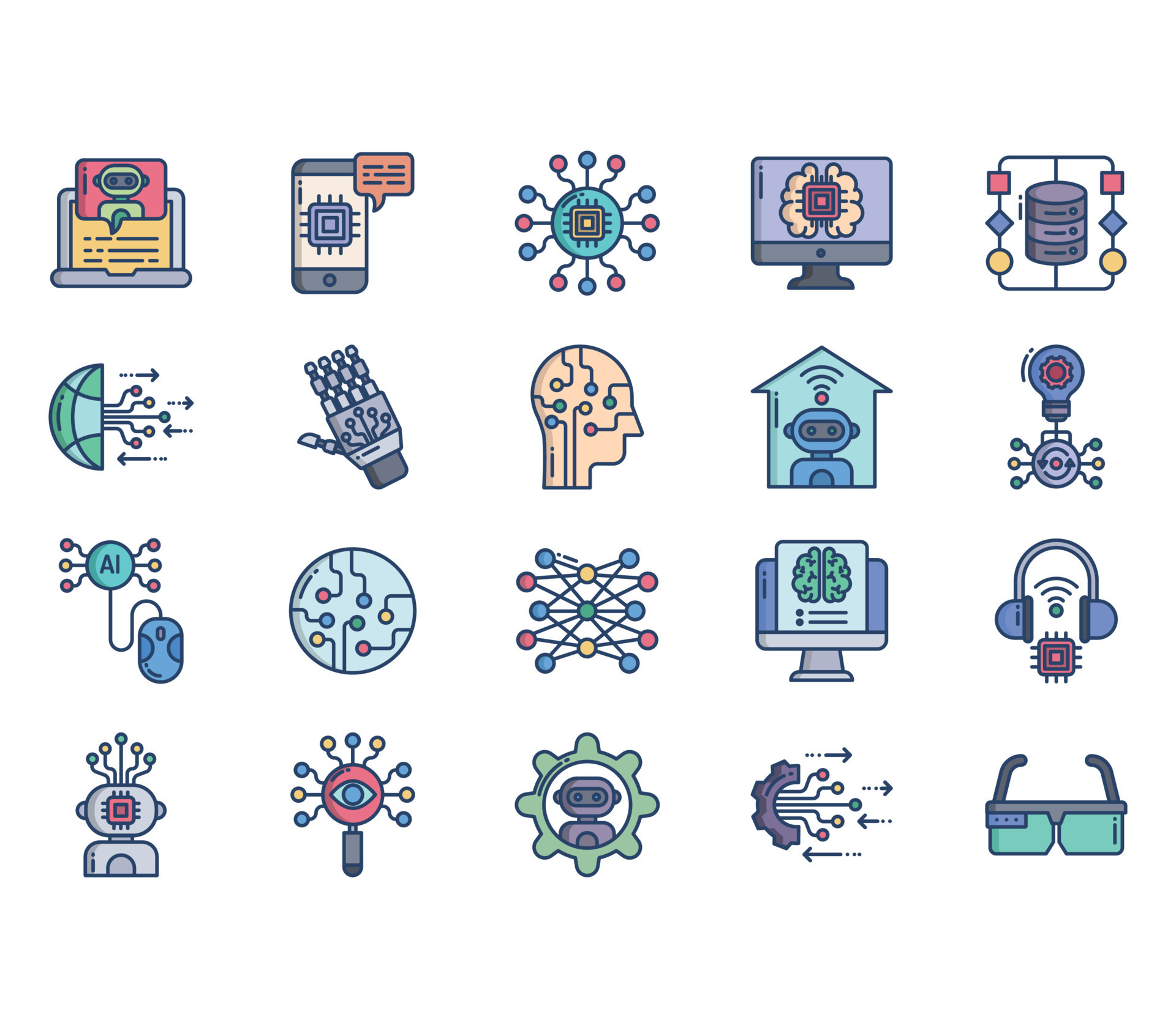 Artificial Intelligence icon set 12664113 Vector Art at Vecteezy