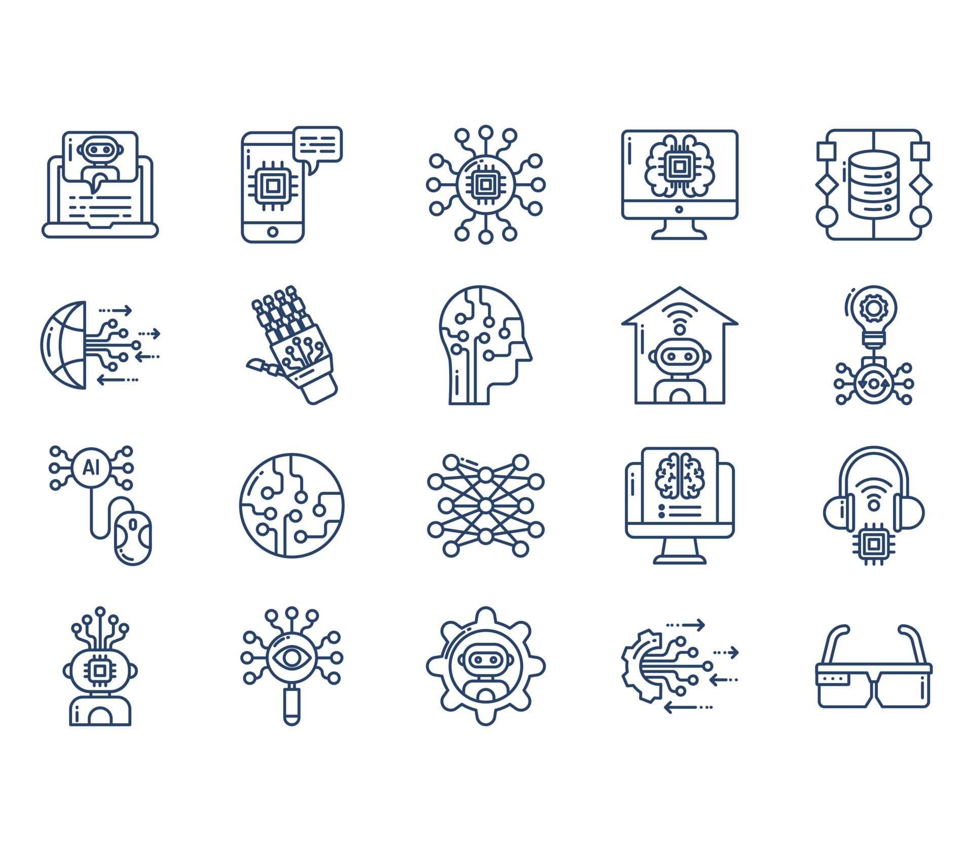 Artificial Intelligence icon set 12664207 Vector Art at Vecteezy