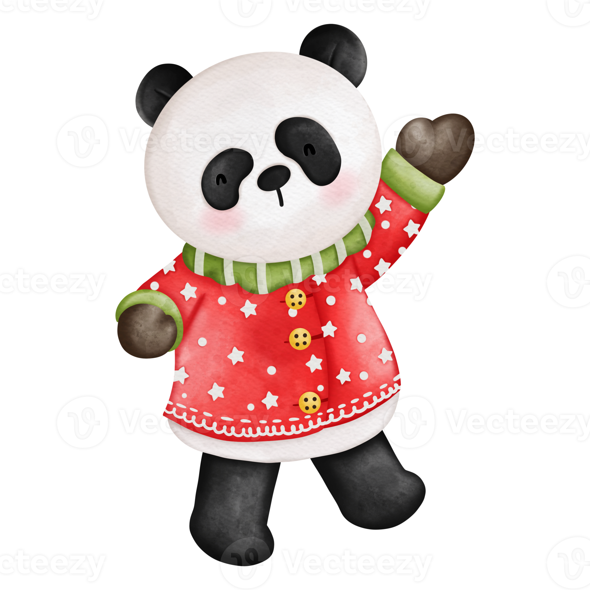 Cute Panda in Santa costume, Watercolor Christmas season illustration ...