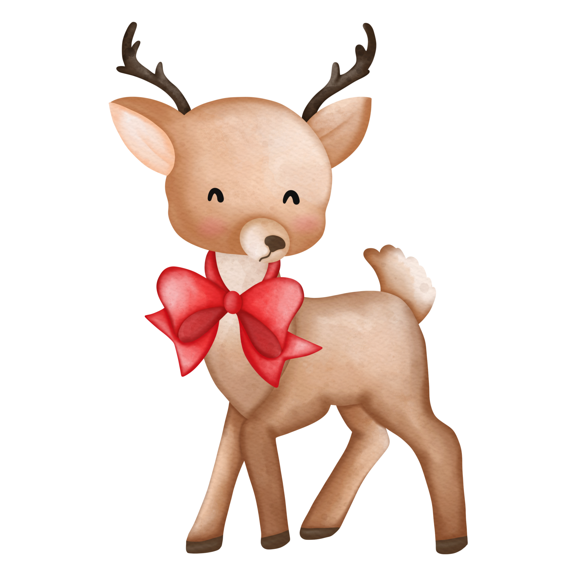 Cute Reindeer Watercolor Christmas Season Illustration 12664471 Png
