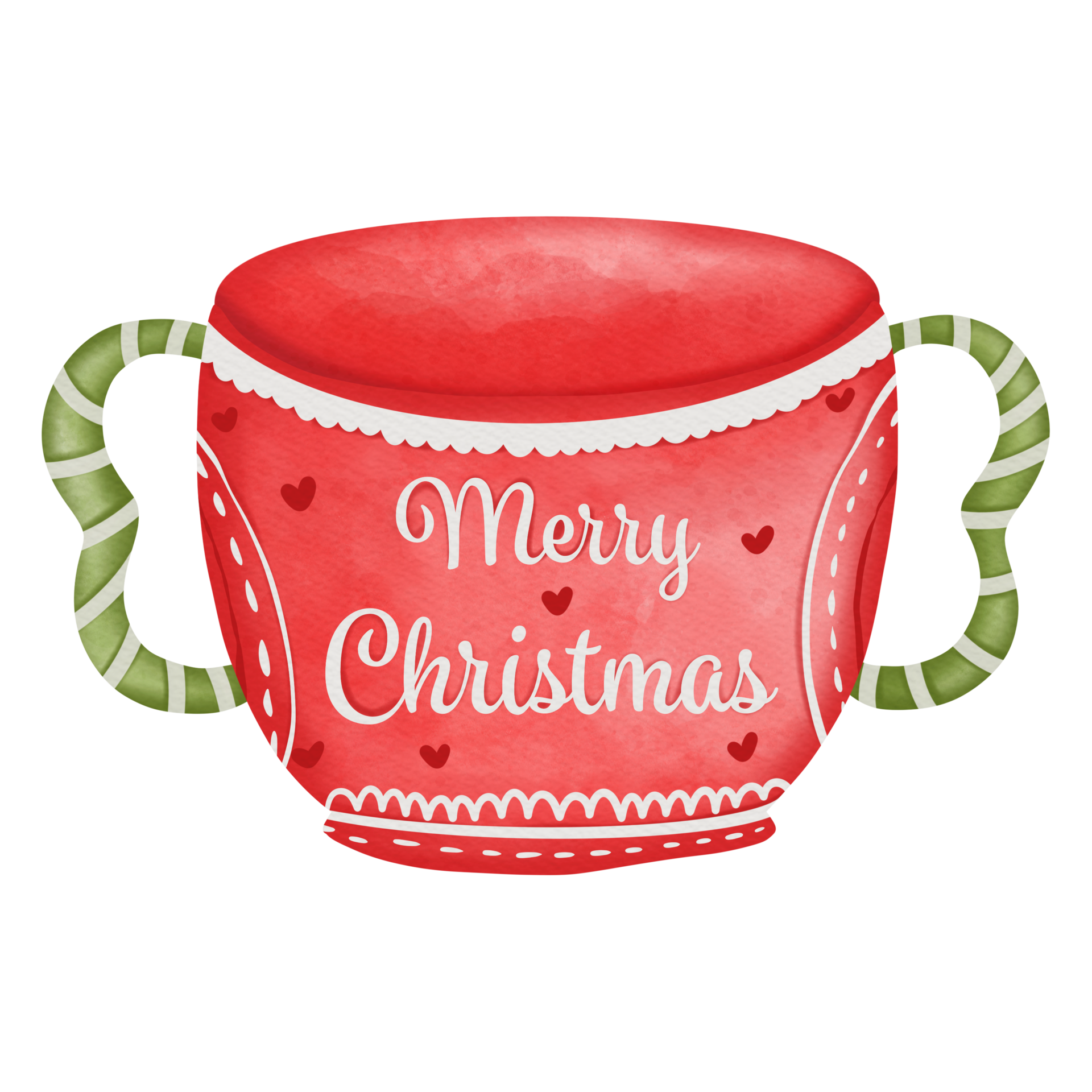 Watercolor Red coffee cup decorated, Christmas mug. Watercolor ...