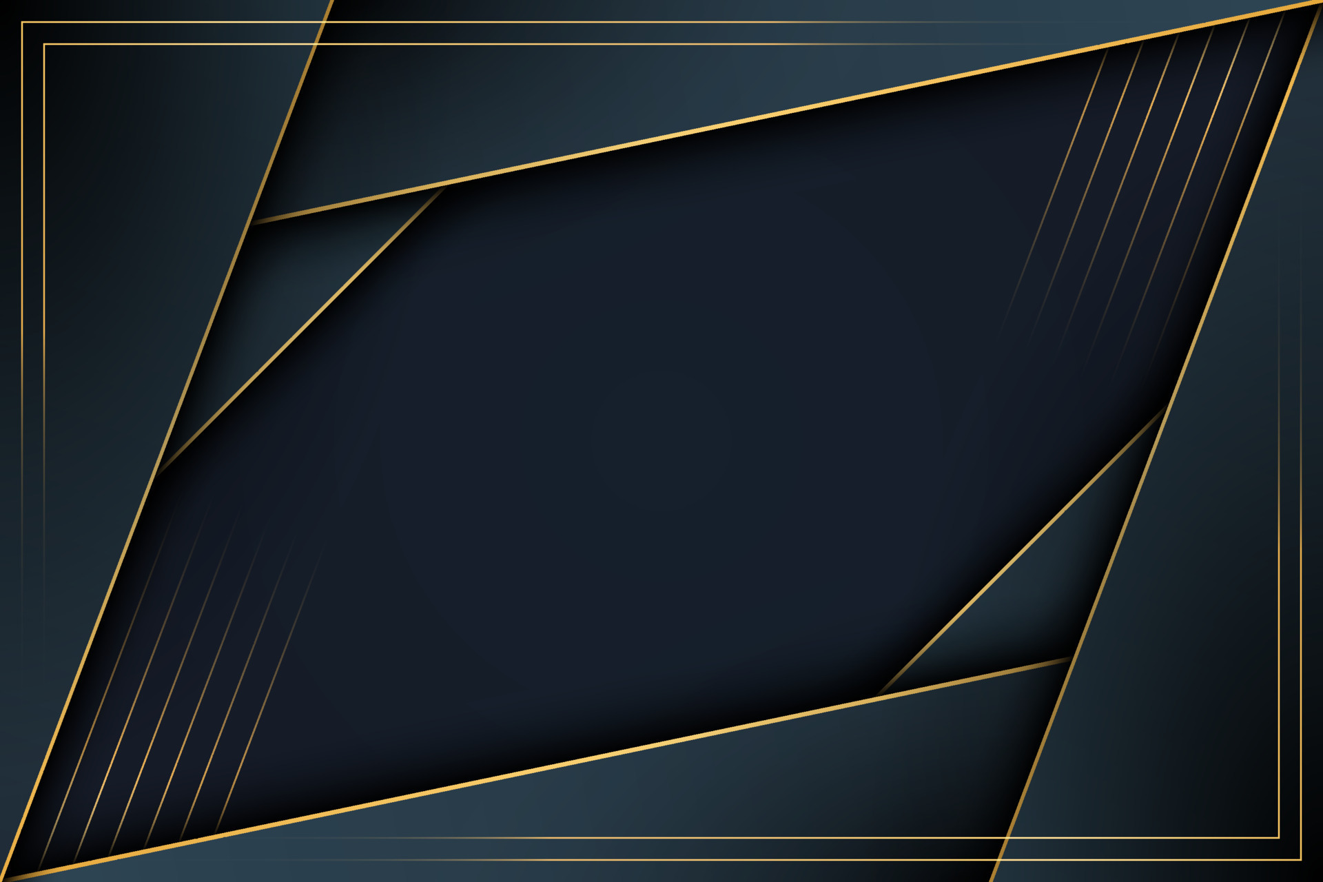 Luxury Dark Blue Stripes Overlapping Layer With Golden Lines Background