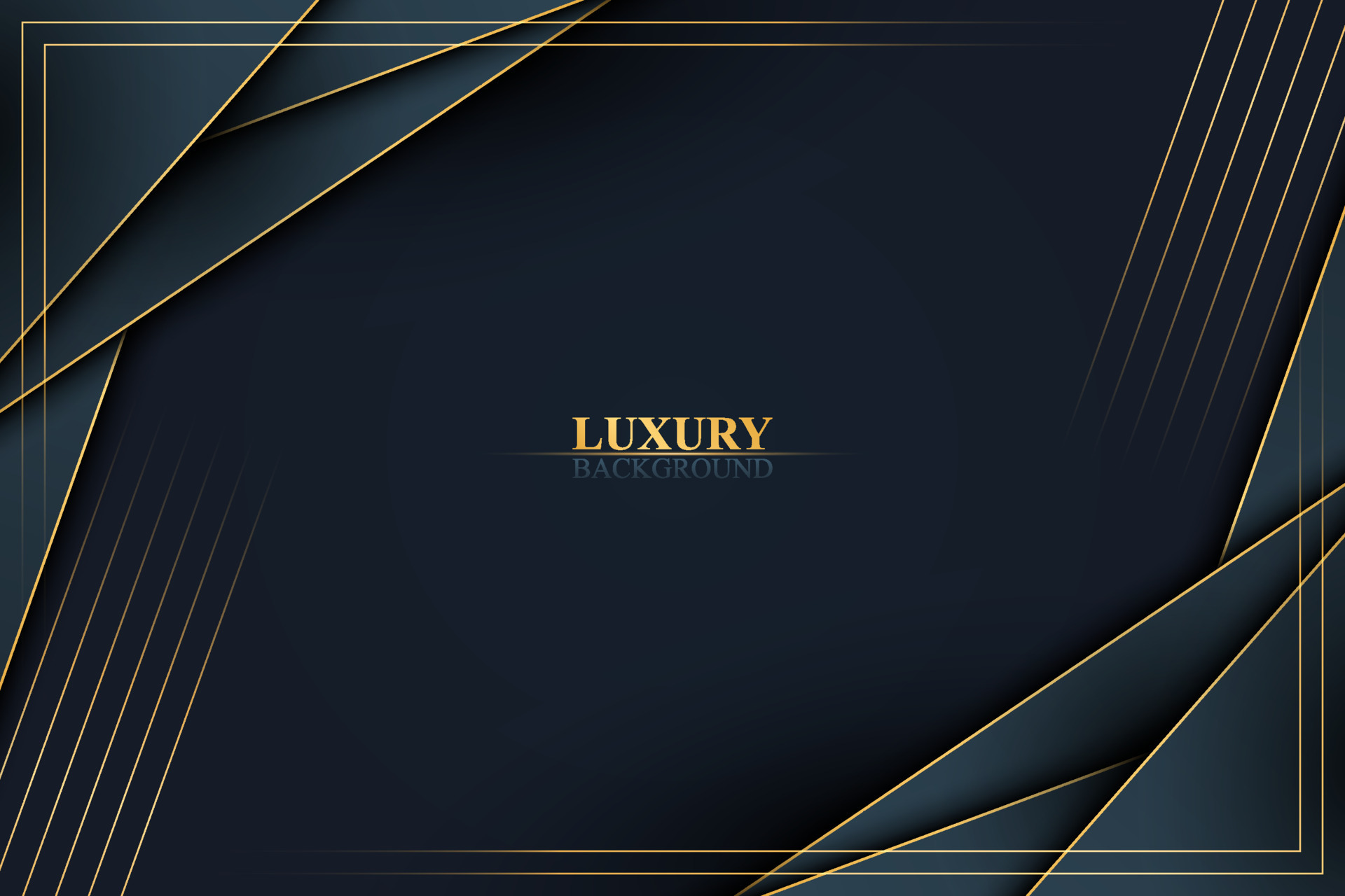 Luxury Dark Blue Stripes Overlapping Layer With Golden Lines Background