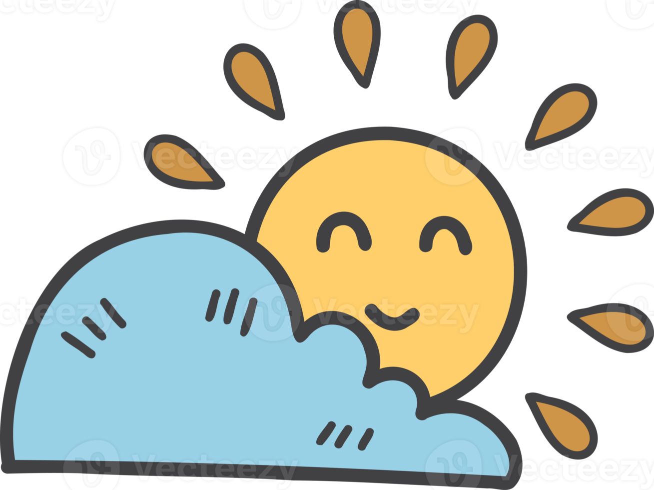 Hand Drawn Sun And Clouds Illustration 12665228 Png