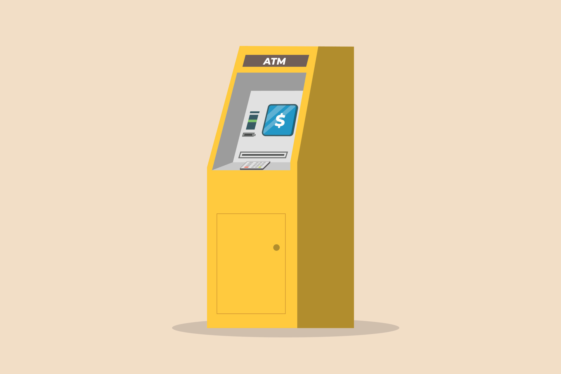 Automatic Teller Machine For Transactions And Saving Money Atm Concept Colored Flat Vector