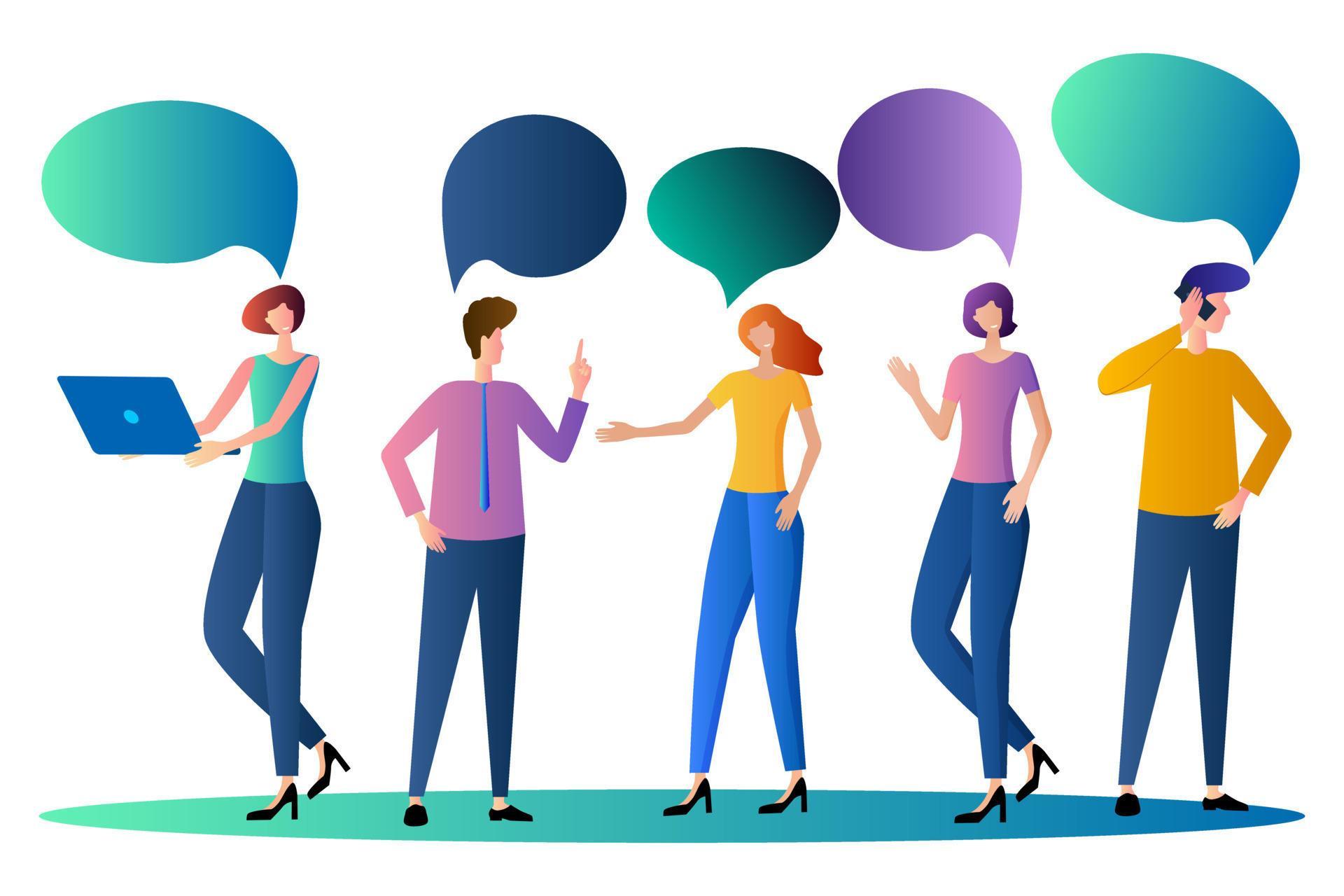 People communicate with each other.The concept of negotiations and discussions.Flat vector ...