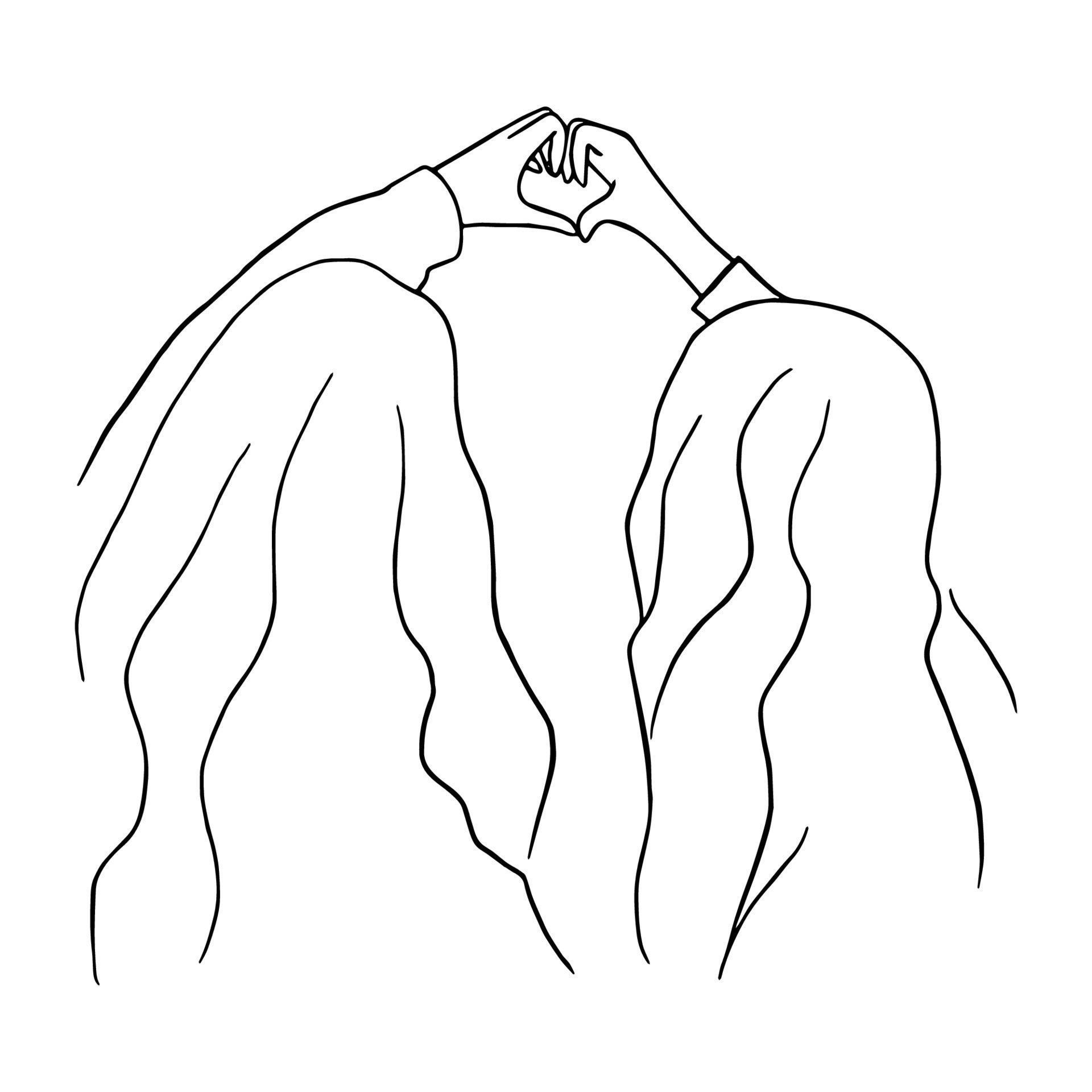 Line Art Minimal Of Lesbian Doing Heart Sign Together In Hand Drawn