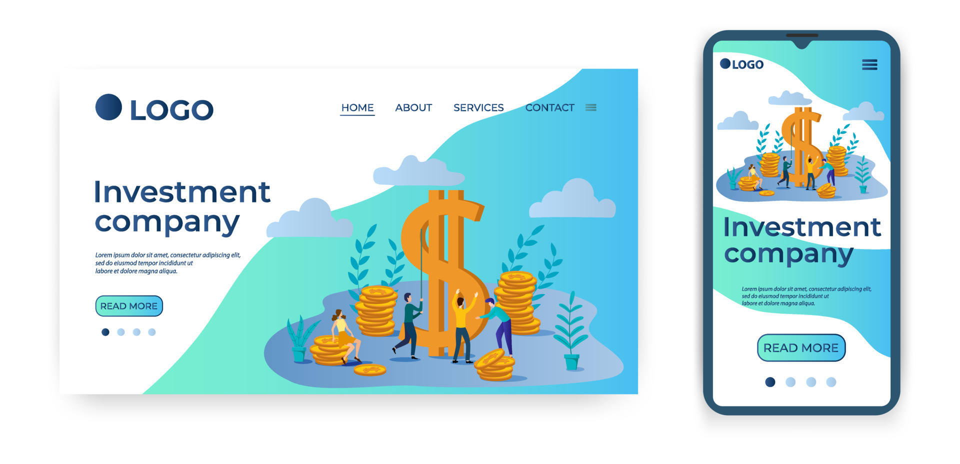 Investment company.Template for the user interface of the website's ...