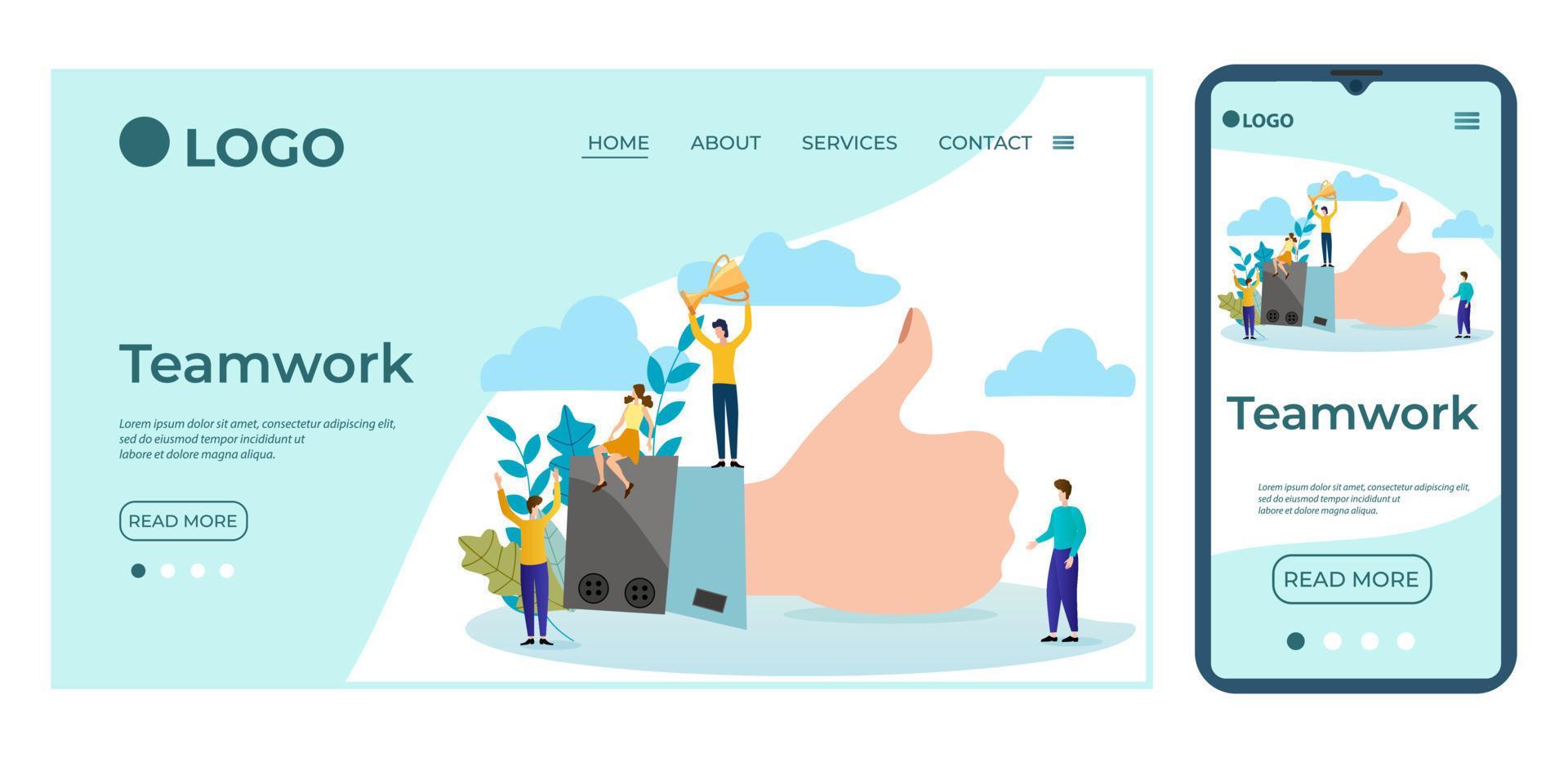 Teamwork.Template for the user interface of the website's home page ...