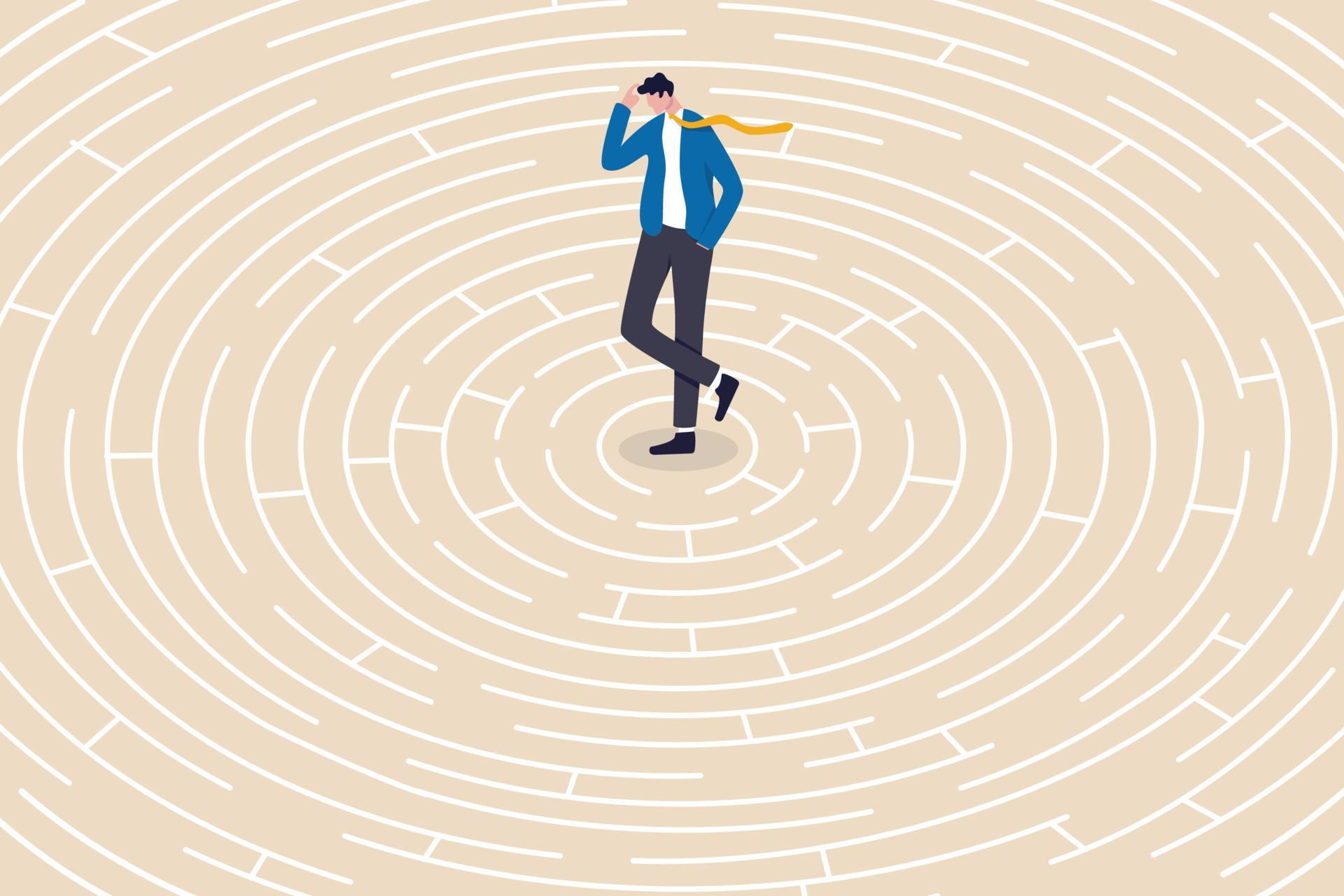 Business trouble, difficulty or challenge, solving hard or complex problem, finding solution ...