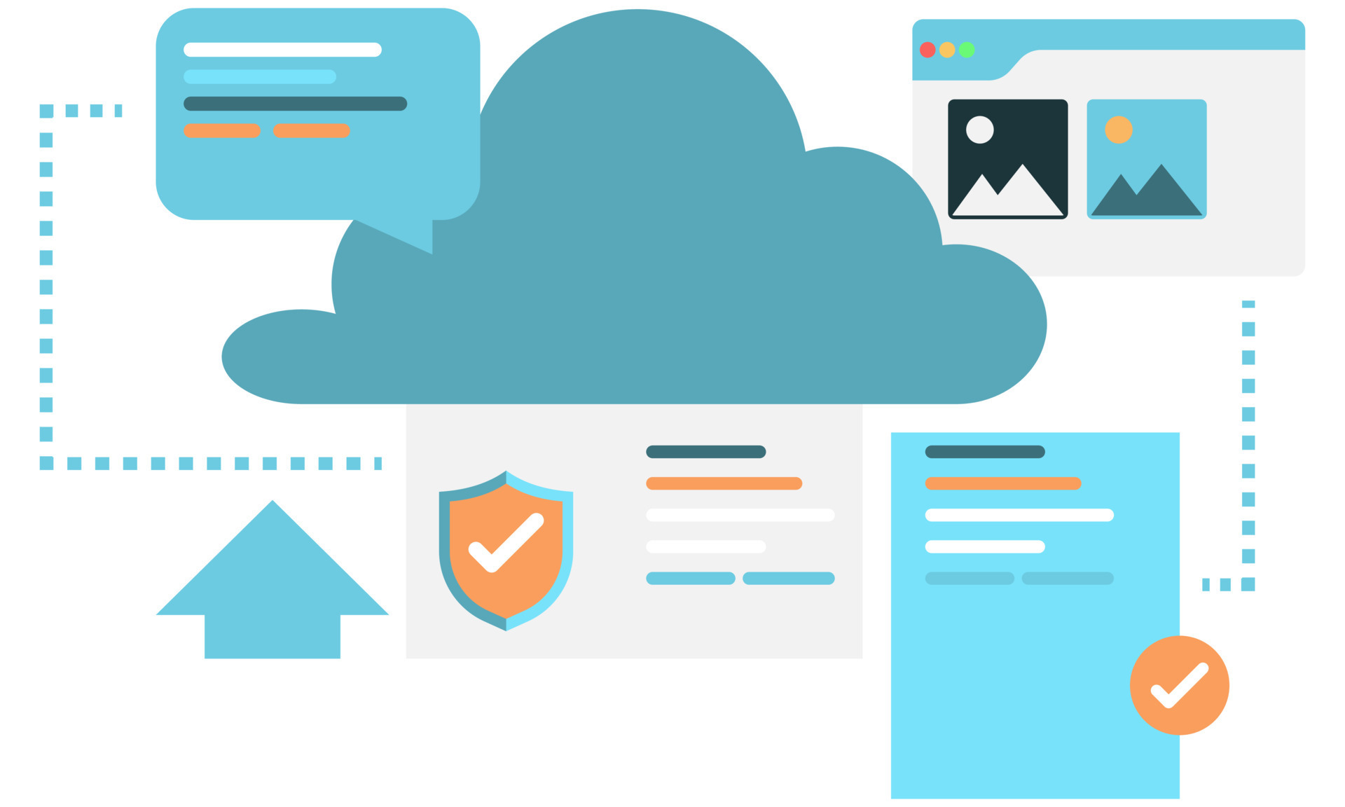 illustration of uploading files with guaranteed security. backup of ...