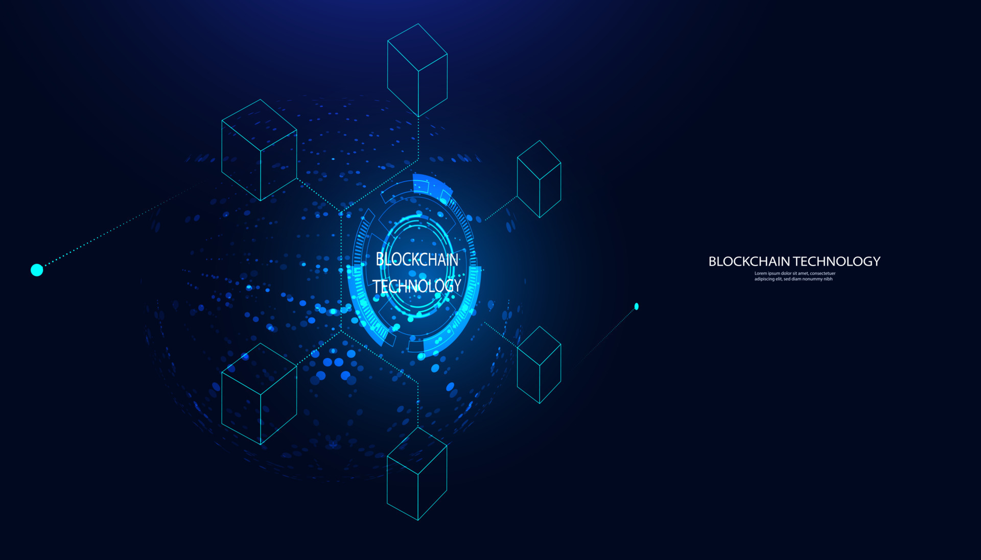 Abstract Blockchain Square Digital Block Connect Technology Bitcoin Becomes Digital Currency On