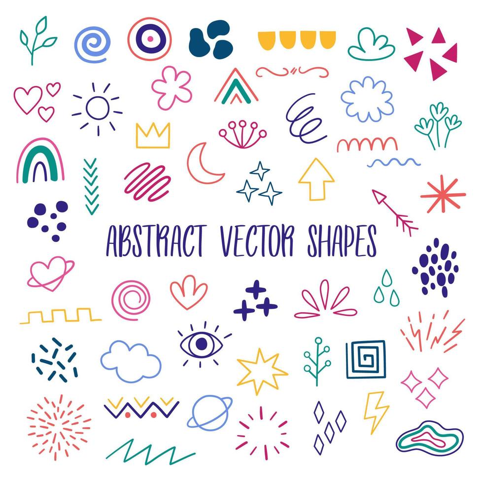 Abstract vector shapes, set of doodle hand drawn elements 12673604 ...