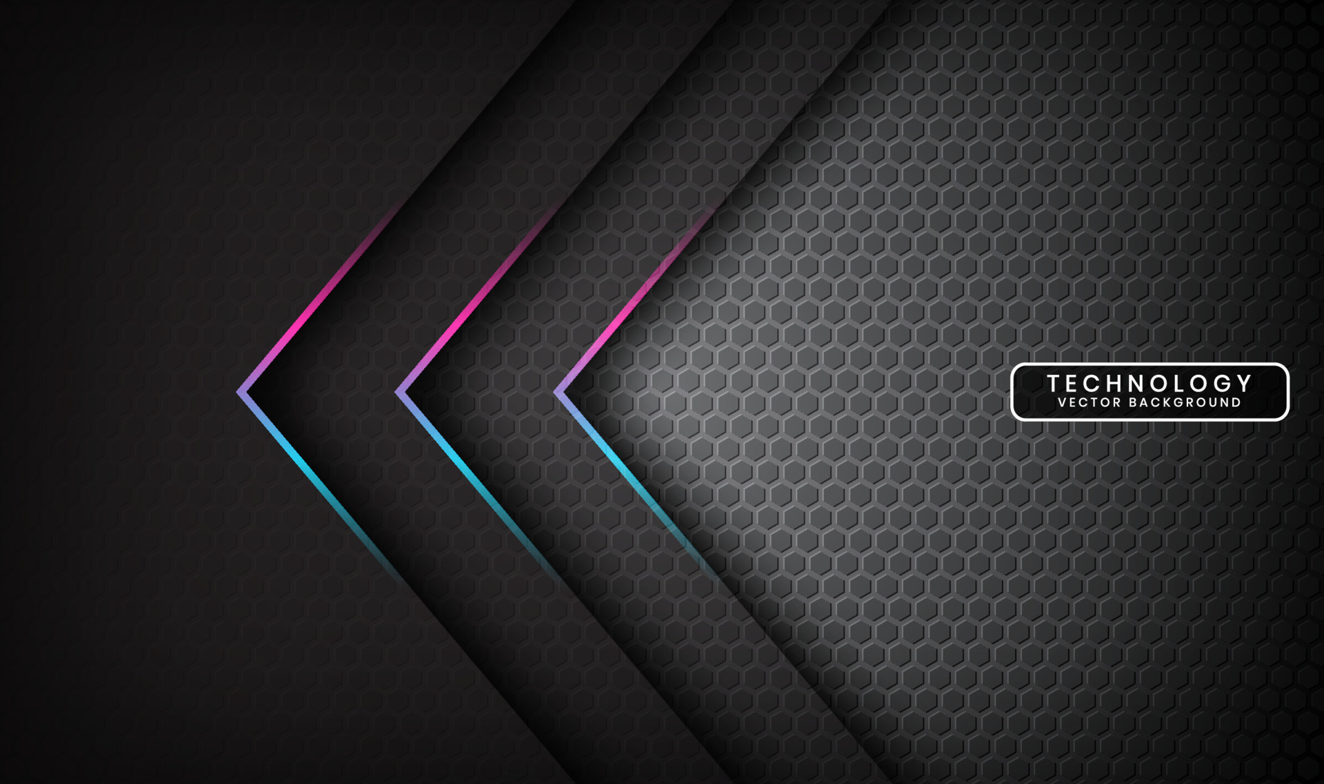 3d Gray Techno Abstract Background Overlap Layer On Dark Space With Blue Pink Arrow Decoration