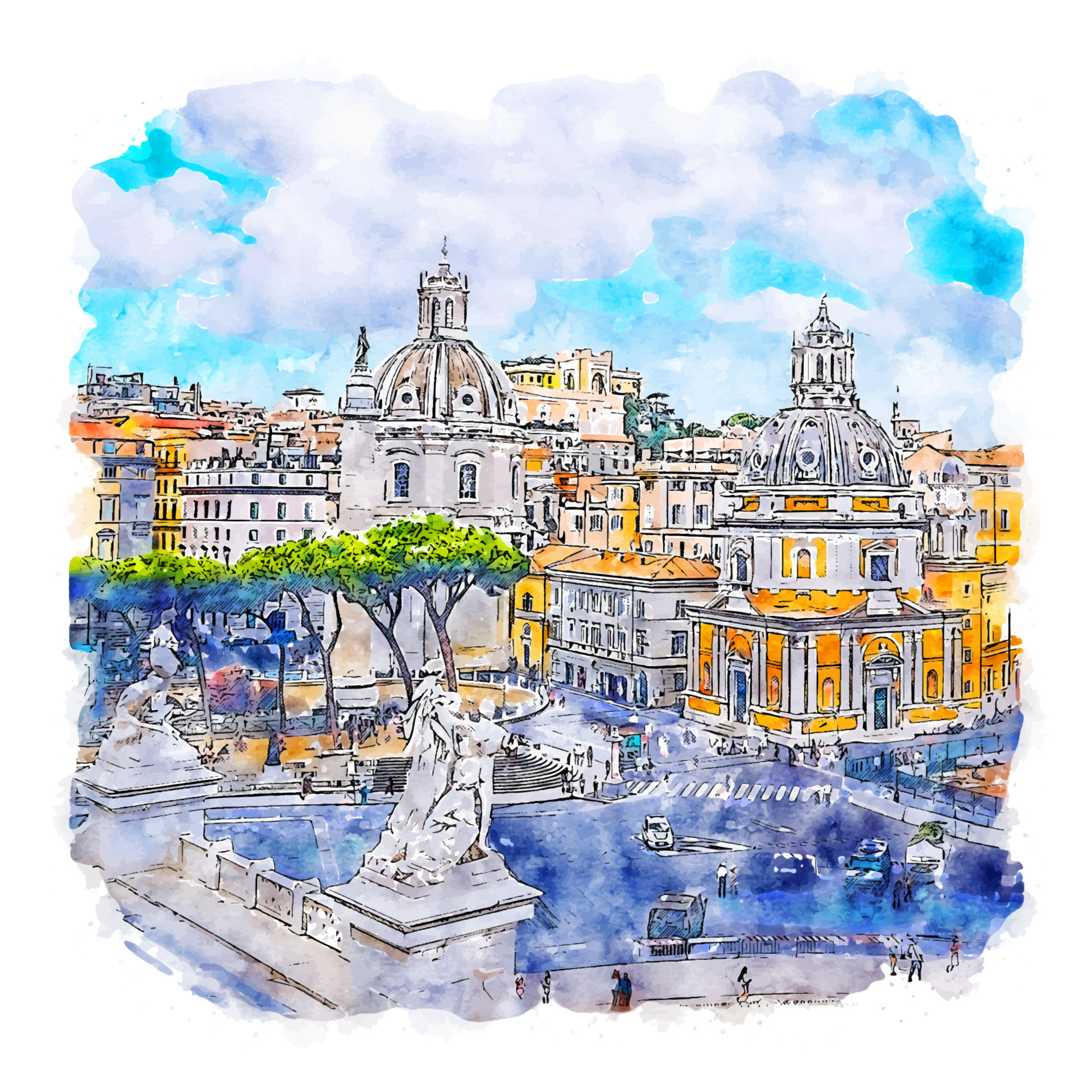 roma italia acuarela boceto dibujado a mano ilustración 12676881 Vector ... roma italia acuarela boceto dibujado a mano ilustración 12676881 Vector ...