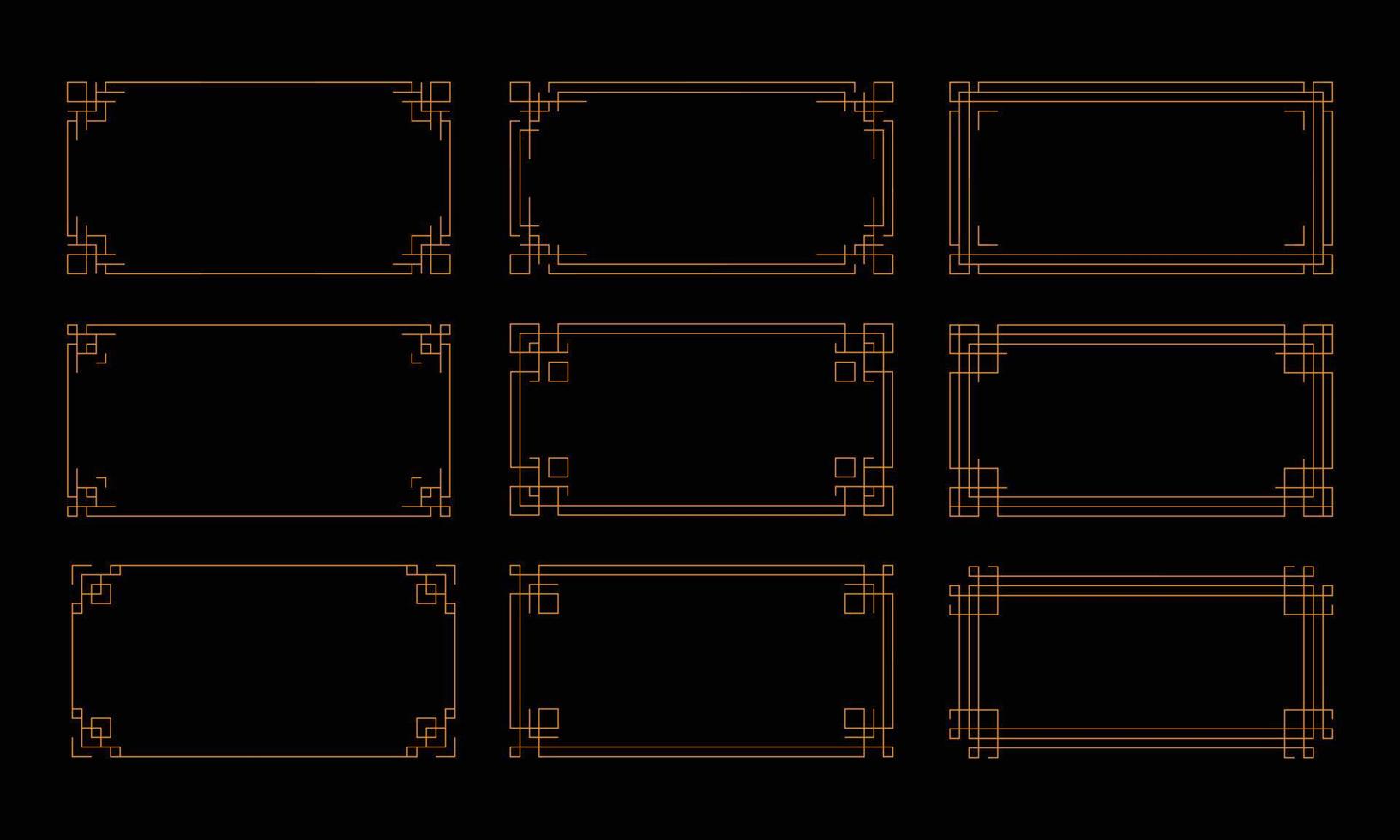 Frame Art Deco Outline Stroke In Golden Color For Classy And Luxury