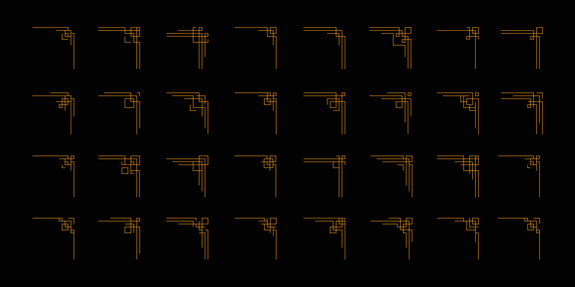 Corner Frame Art Deco Outline Stroke In Golden Color For Classy And